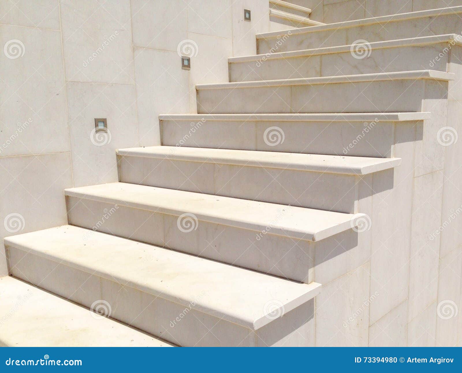 Marble White Staircase Lined Light Limestone Stone Stock Photo - Image ...