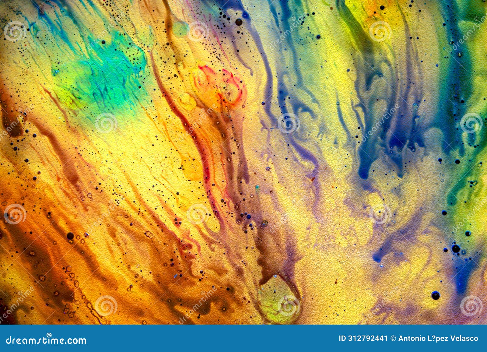 Marbled Aquatic Texture with Multicolored Organic Cells on a Yellow ...