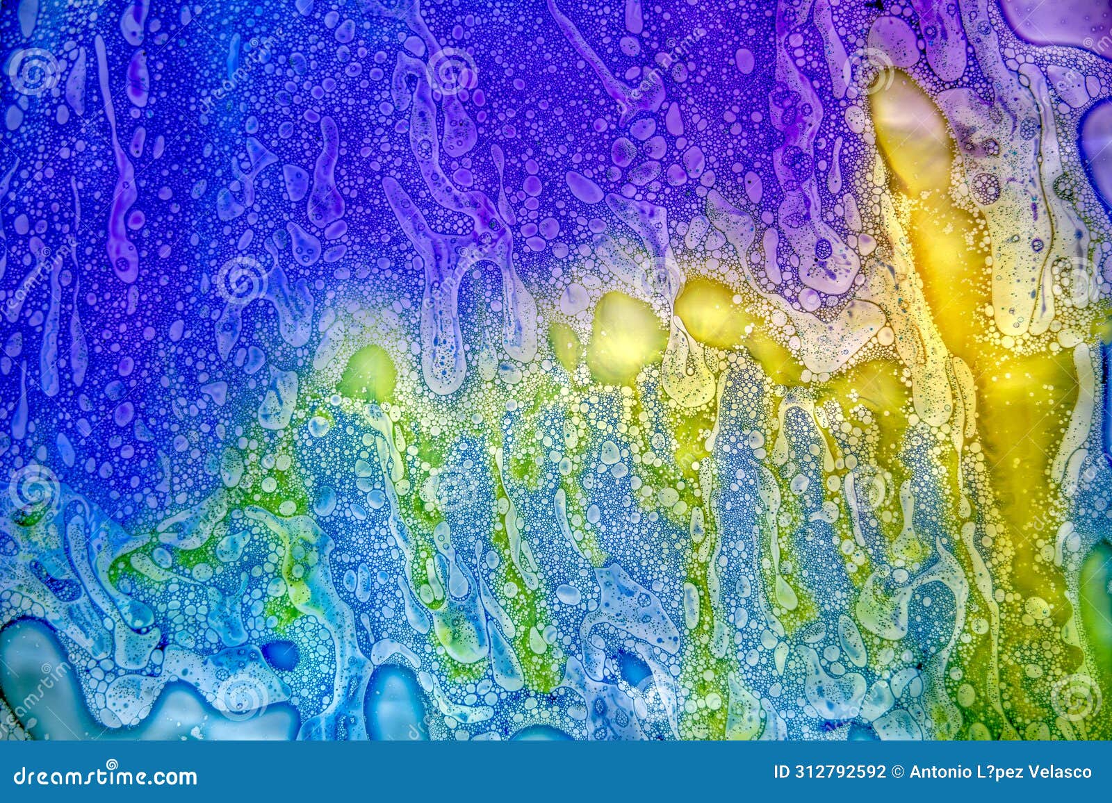 Marbled Aquatic Texture with Organic, Blue and Yellow Cells Stock Photo ...
