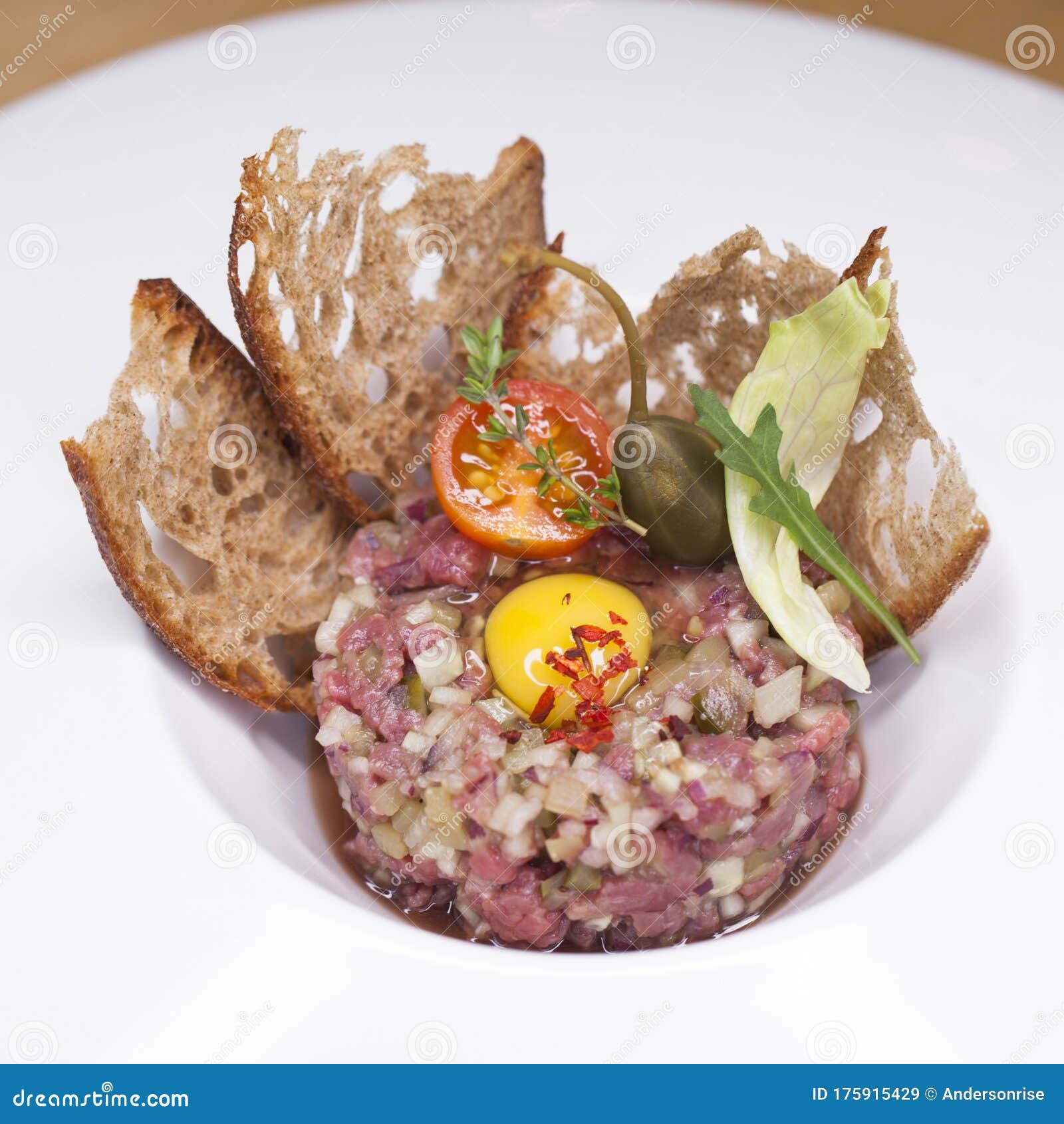 Marbled Beef Tartare on a White Plate Stock Image - Image of tartare ...