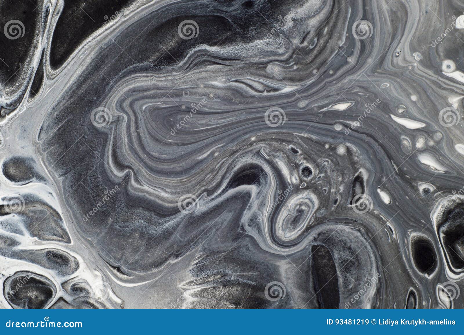 Marbled Black And White Abstract Background. Liquid Acrylic Marble ...
