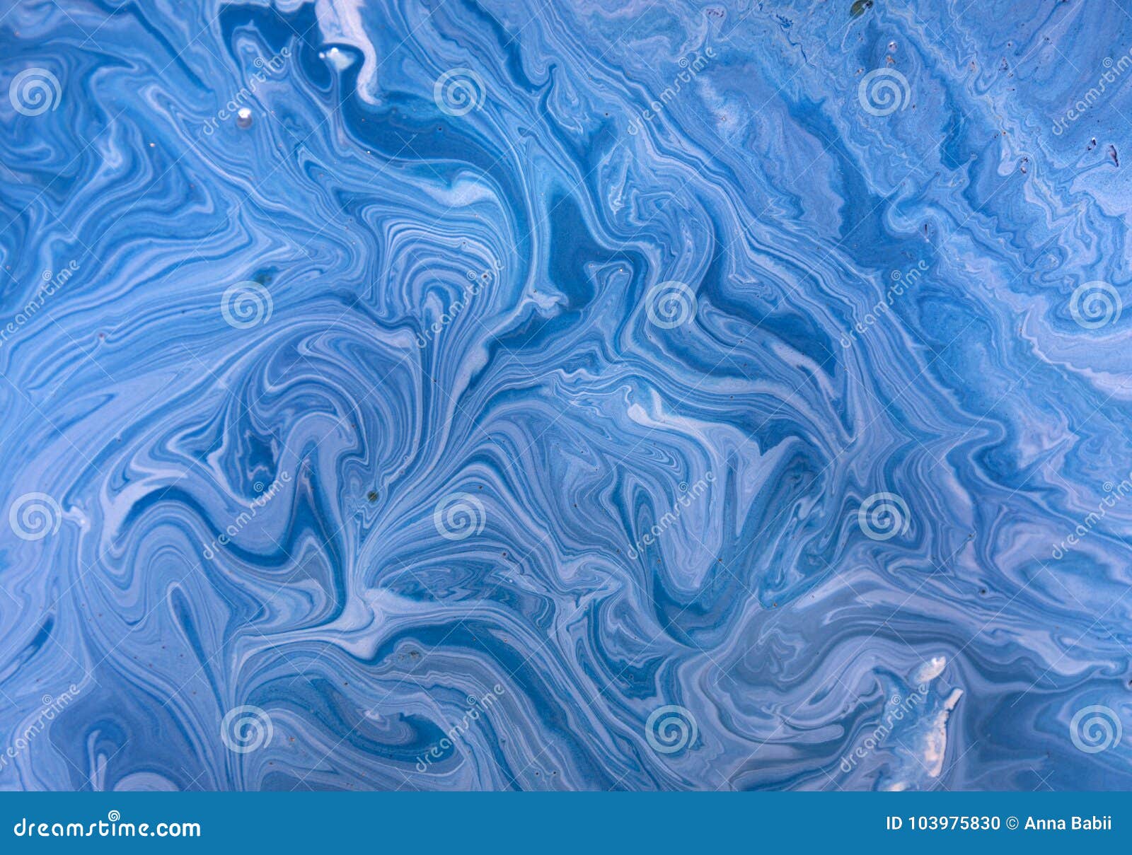 Marbled Blue Abstract Background With Golden Sequins. Liquid Marble Ink ...