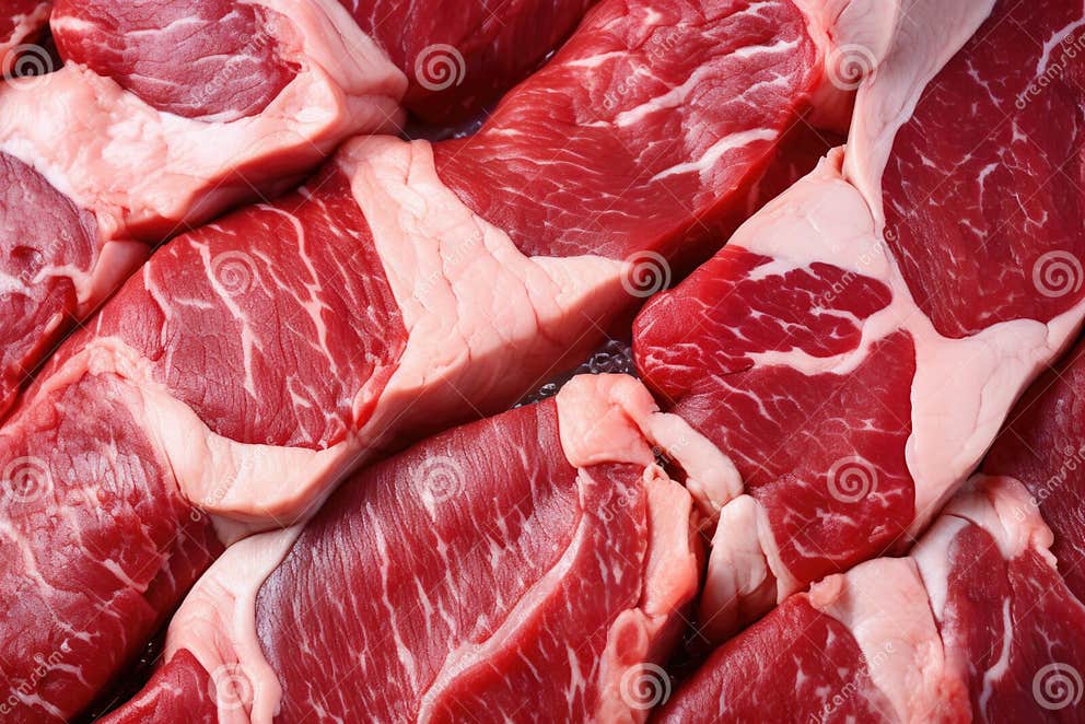 Marbled Meat, Top Blade Meat Steak, on Table Background, with Copy ...