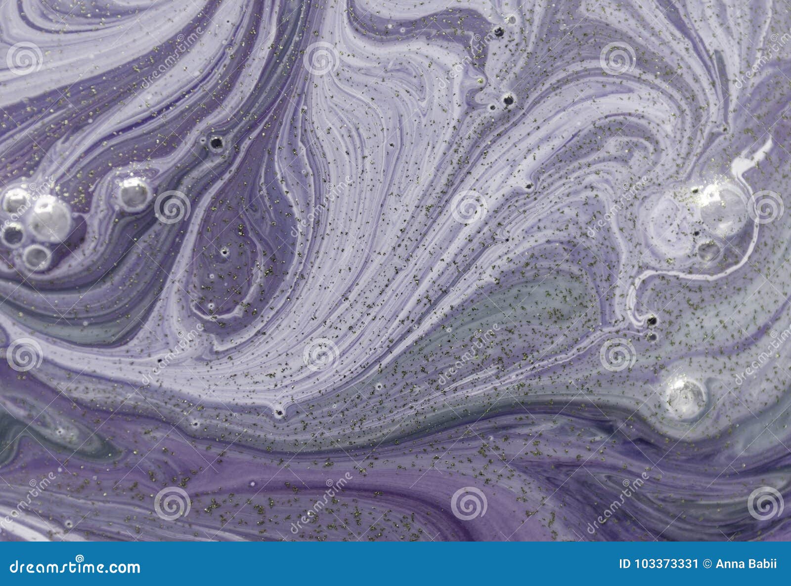 Marbled Purple Abstract Background with Golden Sequins. Liquid Marble ...