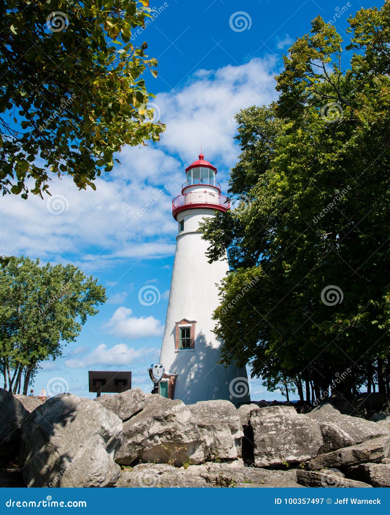 Marblehead Lighthouse with a Cloudy Blue Sky Editorial Photography ...