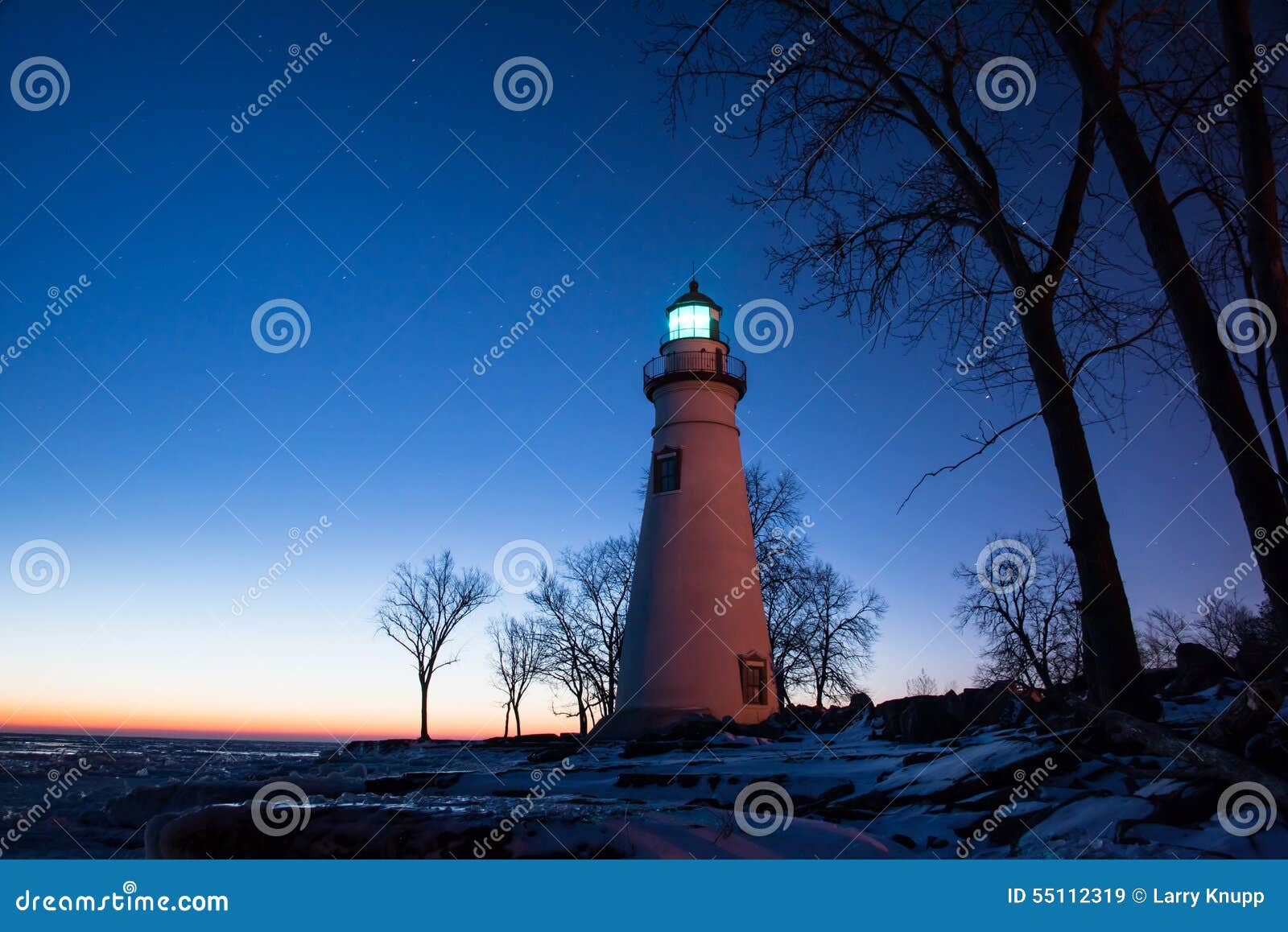 Marblehead Lighthouse in Ohio in Winter Stock Image - Image of sunrise ...