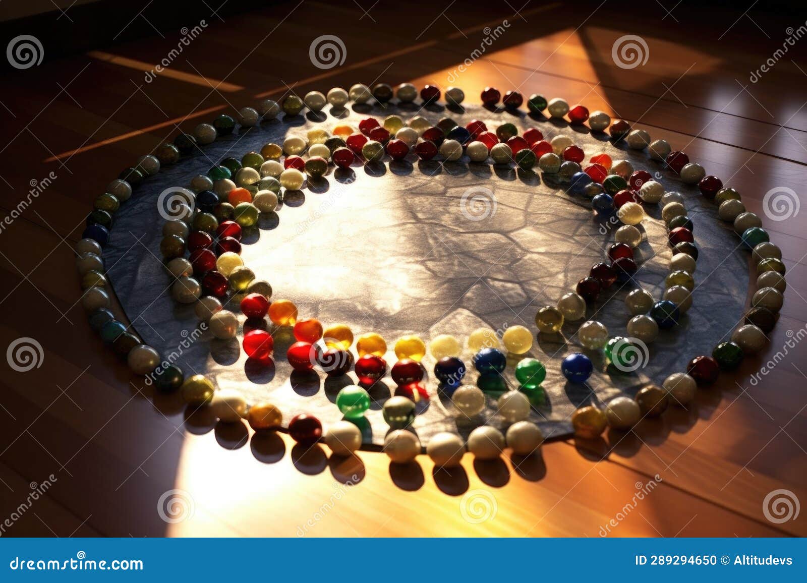 Marbles Arranged in a Circle, Reflecting Sunlight Stock Photo - Image ...