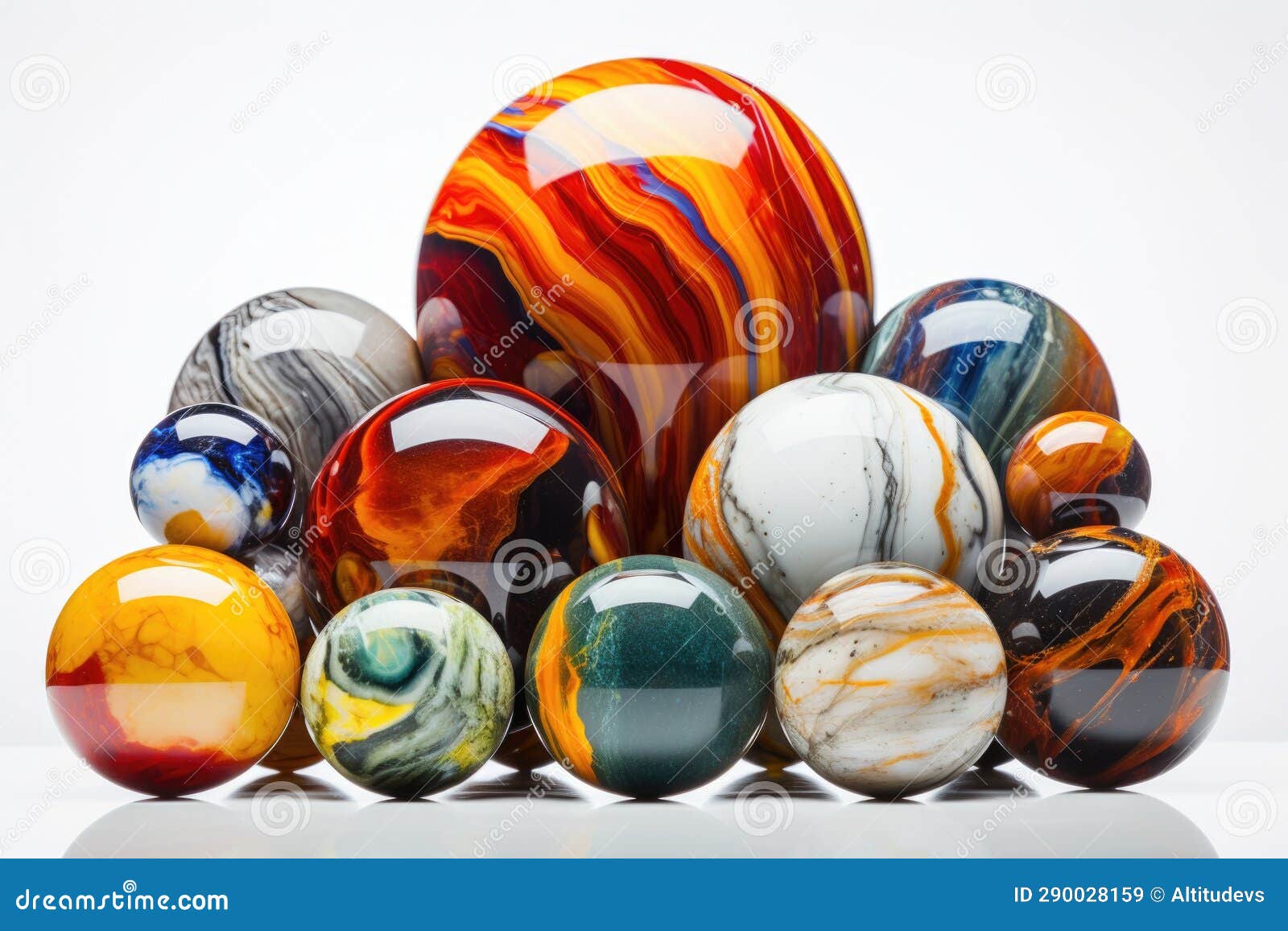 Marbles Arranged To Mimic an Abstract Painting on a White Surface Stock ...