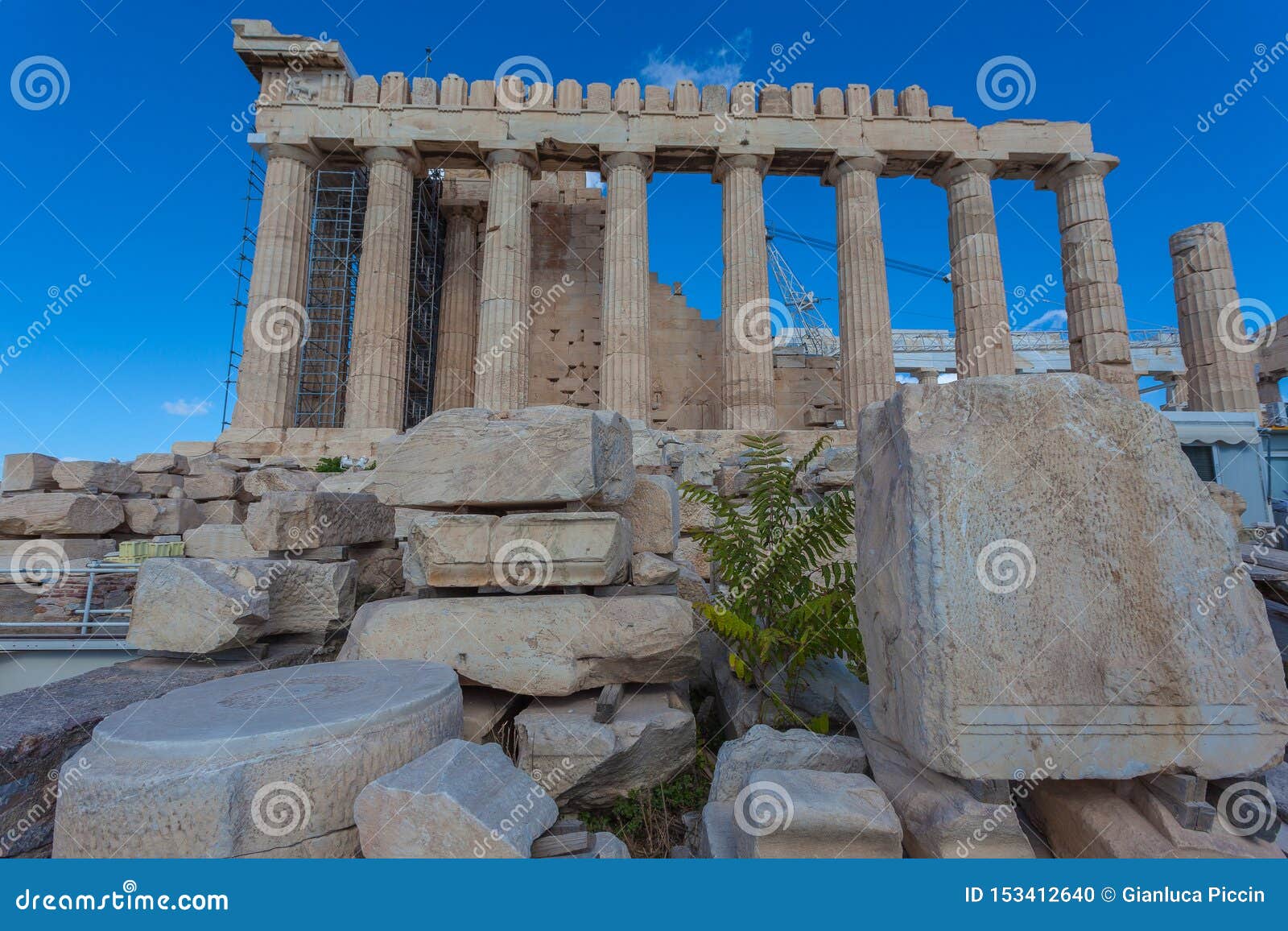 Marbles and Columns of the Southern Side of the Parthenon Stock Photo ...