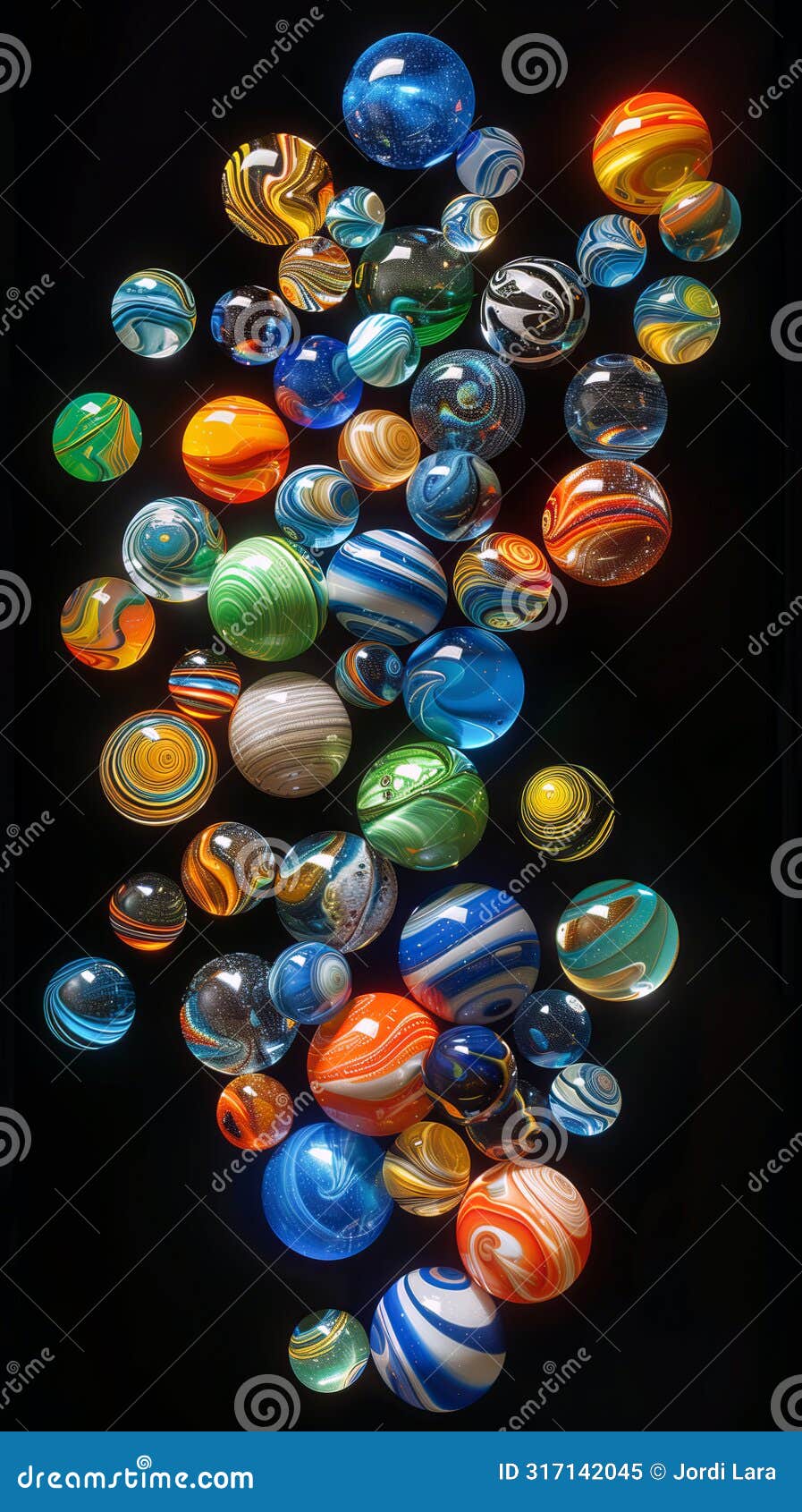 Marbles Explosion Flying Down from the Sky on Black Background Stock ...