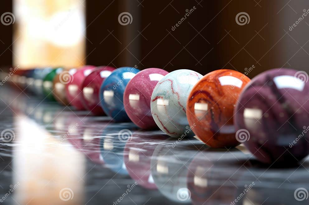 Marbles in a Row with Focus on One Unique Marble Stock Photo - Image of ...