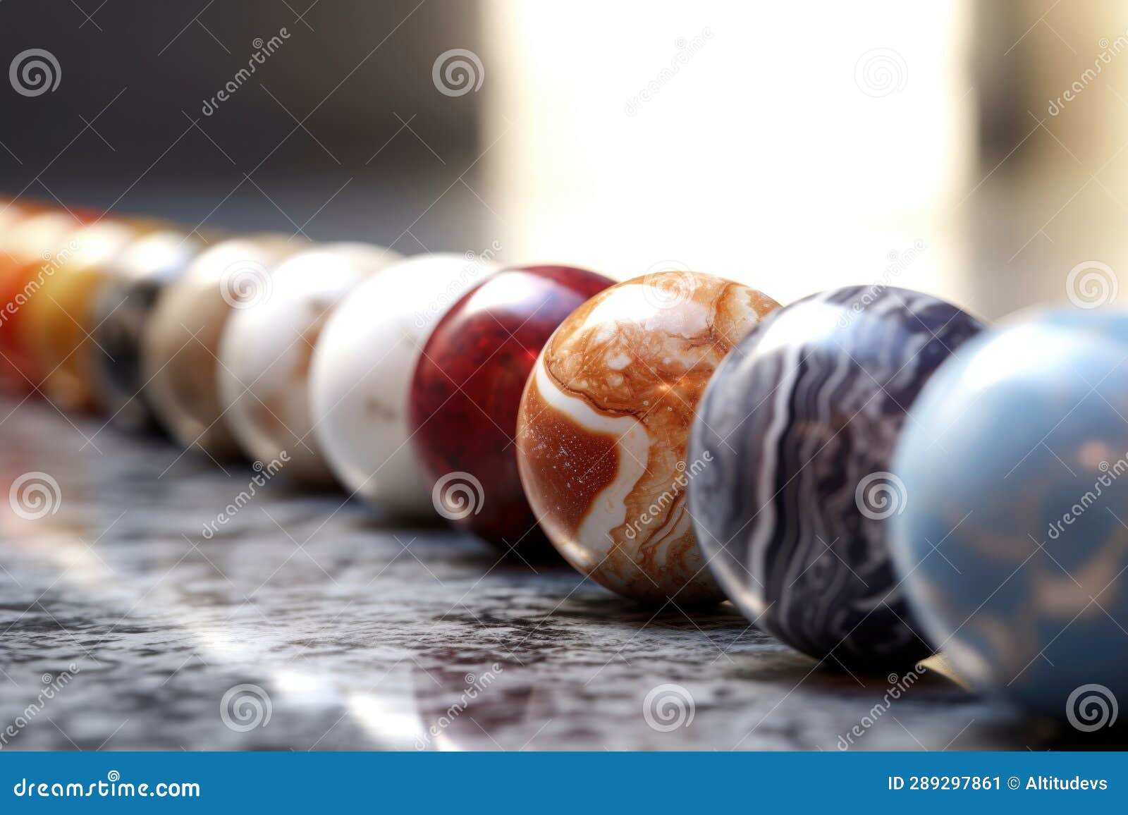Marbles in a Row with Focus on a Unique, Standout Marble Stock Image ...