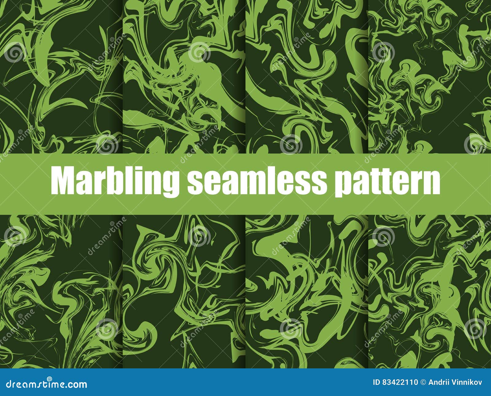 Marbling Seamless Pattern Set. Watercolor Marbling Vector Illustration ...
