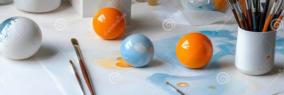 Marbling Tools on Art Table Pattern Artistic Marbling Process Vibrant ...