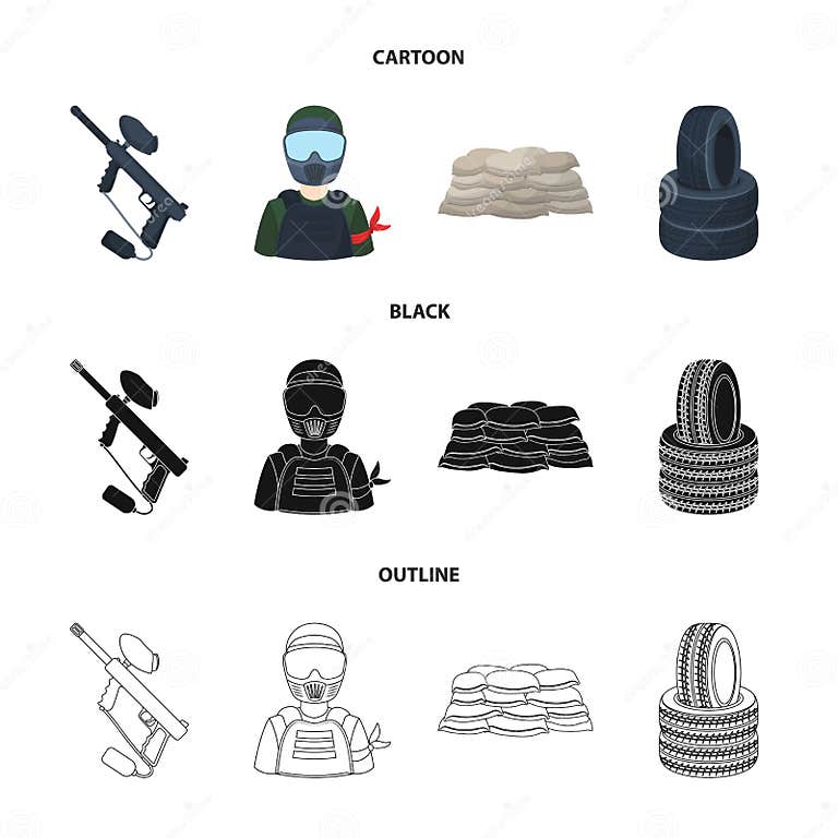 Marcador De Paintball, Jugador Y Otros Accesorios Solo Icono De ... Marcador De Paintball, Jugador Y Otros Accesorios Solo Icono De ...