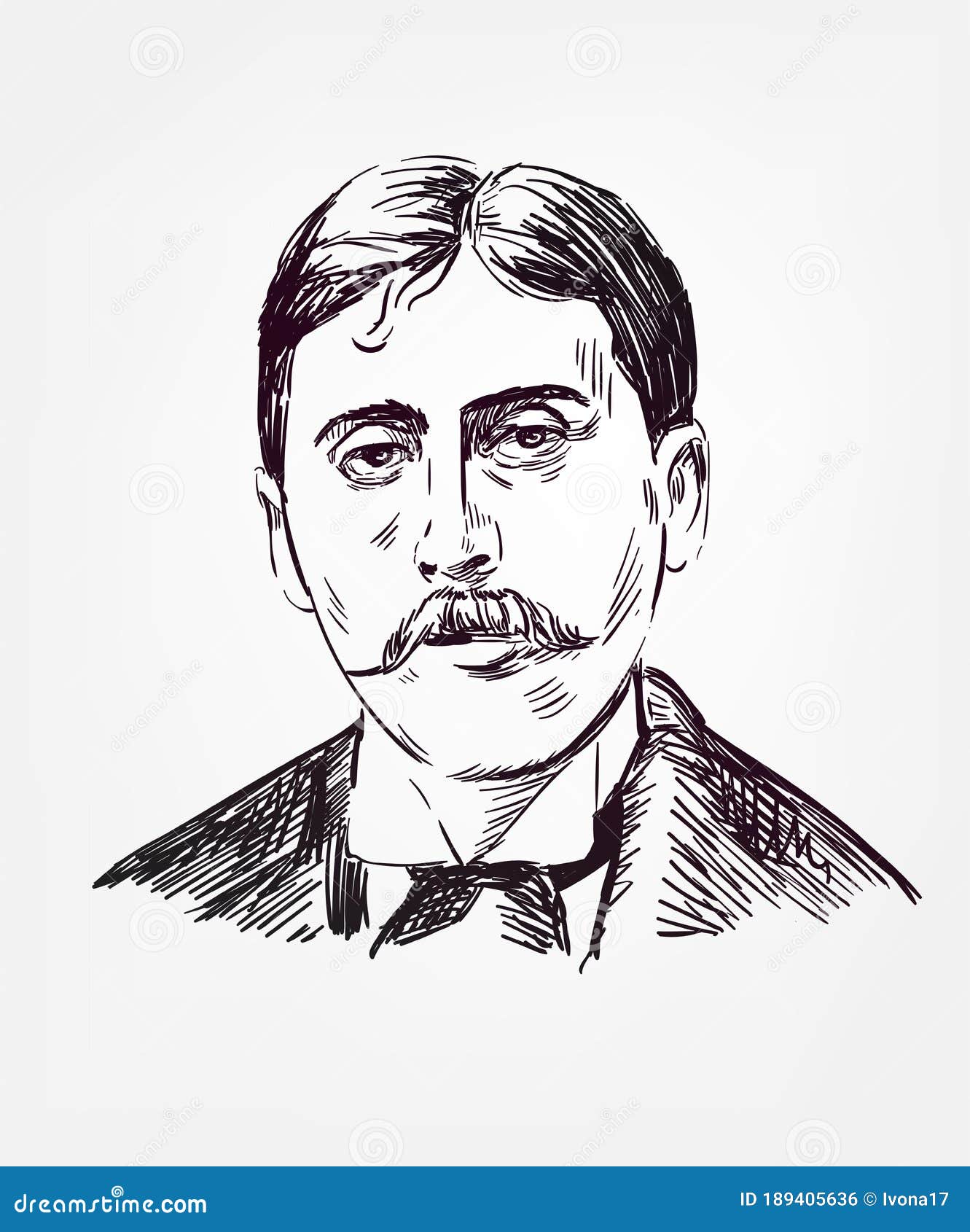 Marcel Proust Sketch Style Vector Portrait Isolated Stock Photo ...