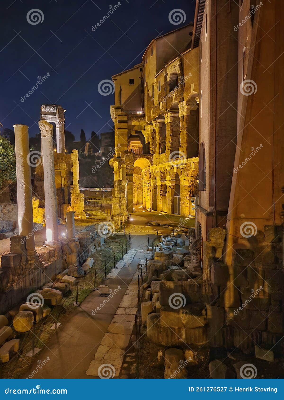 Marcello S Theater, Rome at Night Stock Image - Image of night, ruin ...
