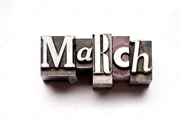 March stock image. Image of month, serif, letterpress - 5598259
