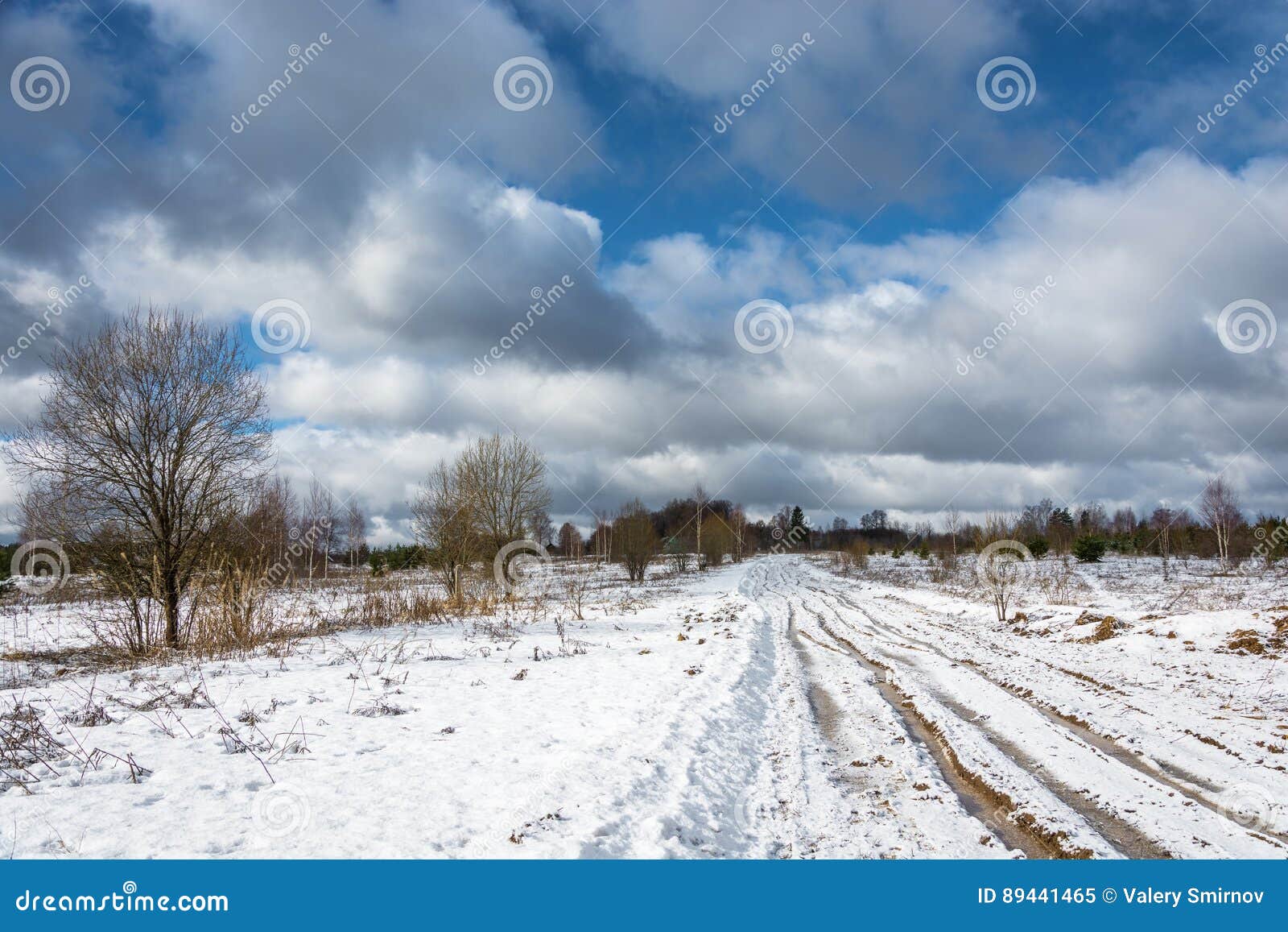 The March Beautiful Scenery. Stock Image - Image of snow, road: 89441465