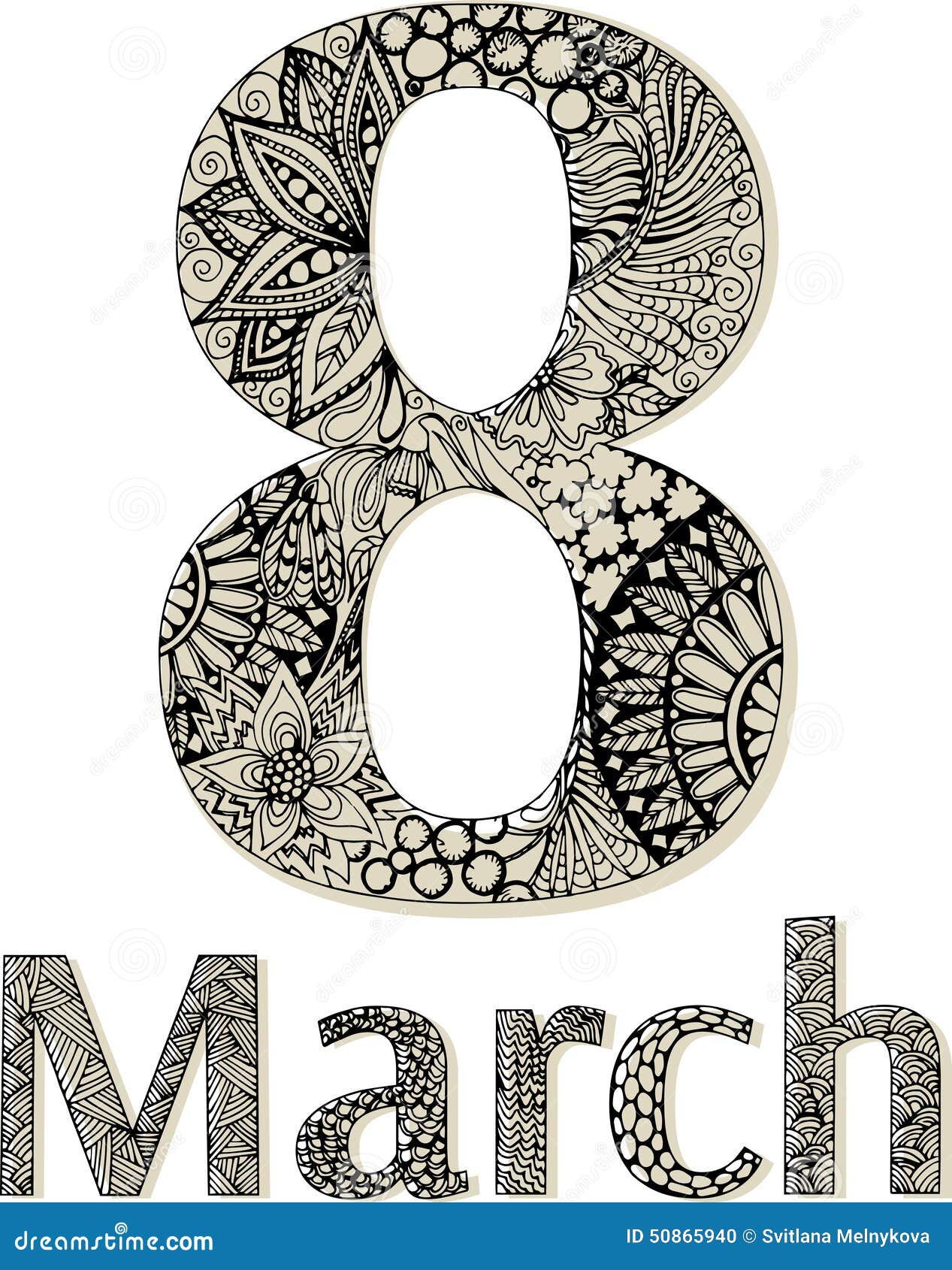 8 march black stock vector. Illustration of gift, isolated - 50865940