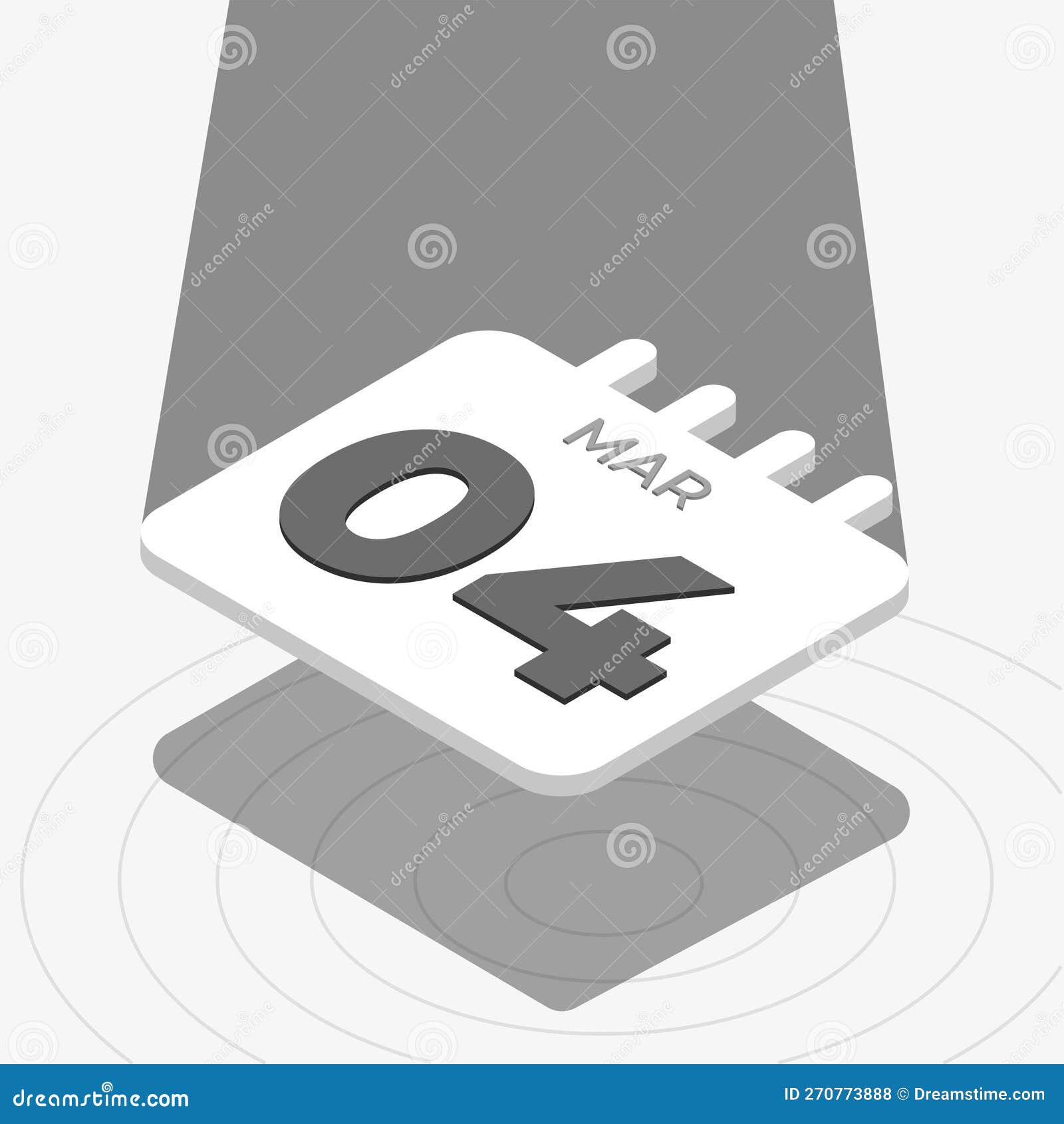 March 4 - Black and White 3D Calendar Floating with Spotlight on White ...