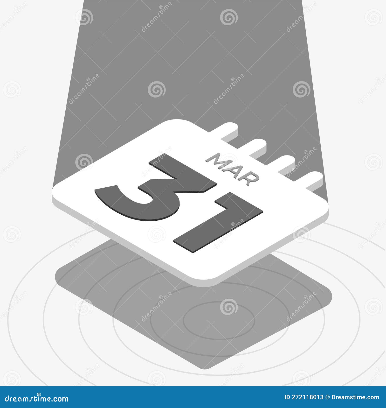 March 31 - Black and White 3D Calendar Floating with Spotlight on White ...