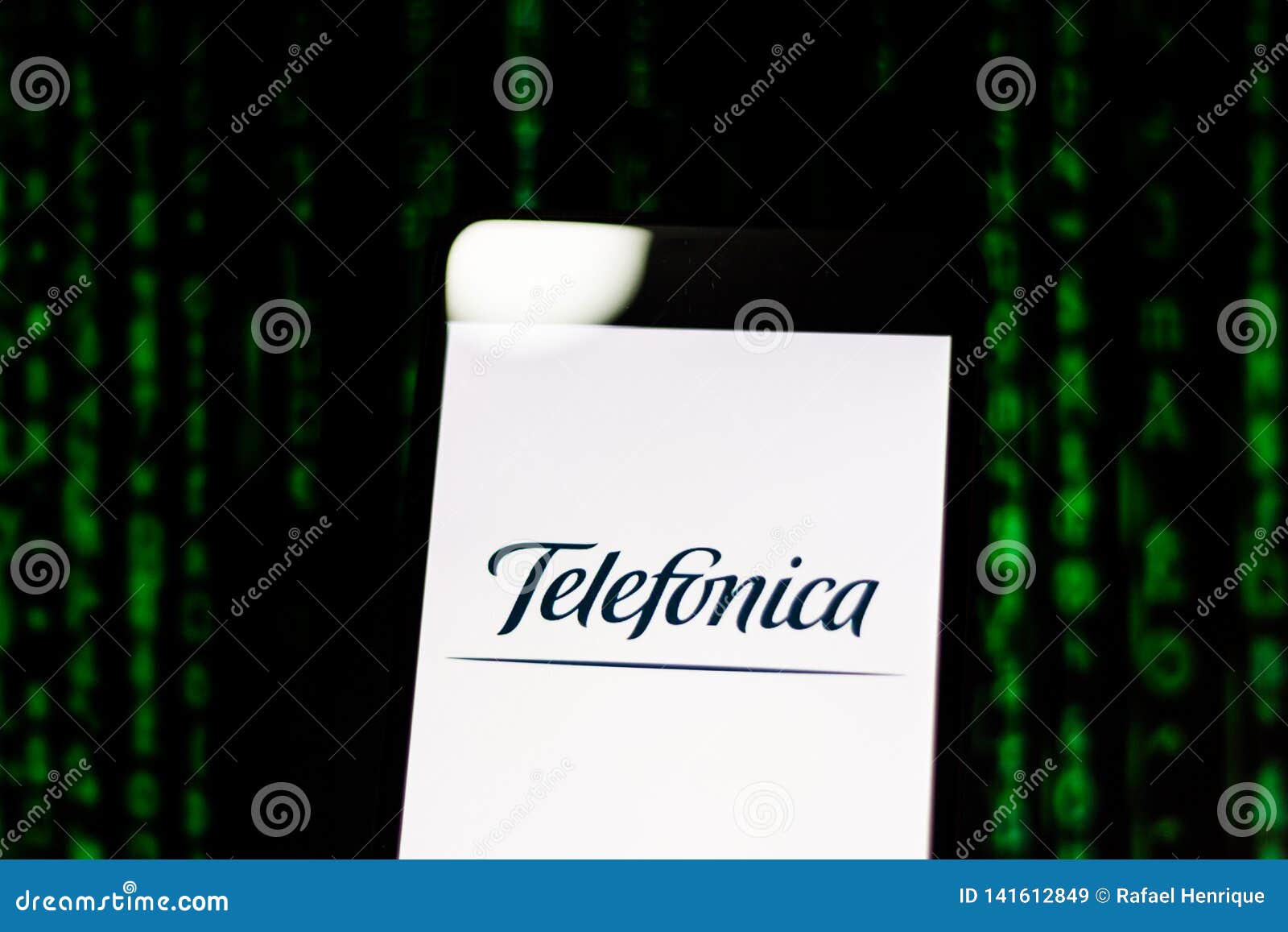 March 10, 2019, Brazil. `Telefonica` Logo on the Mobile Device Screen ...