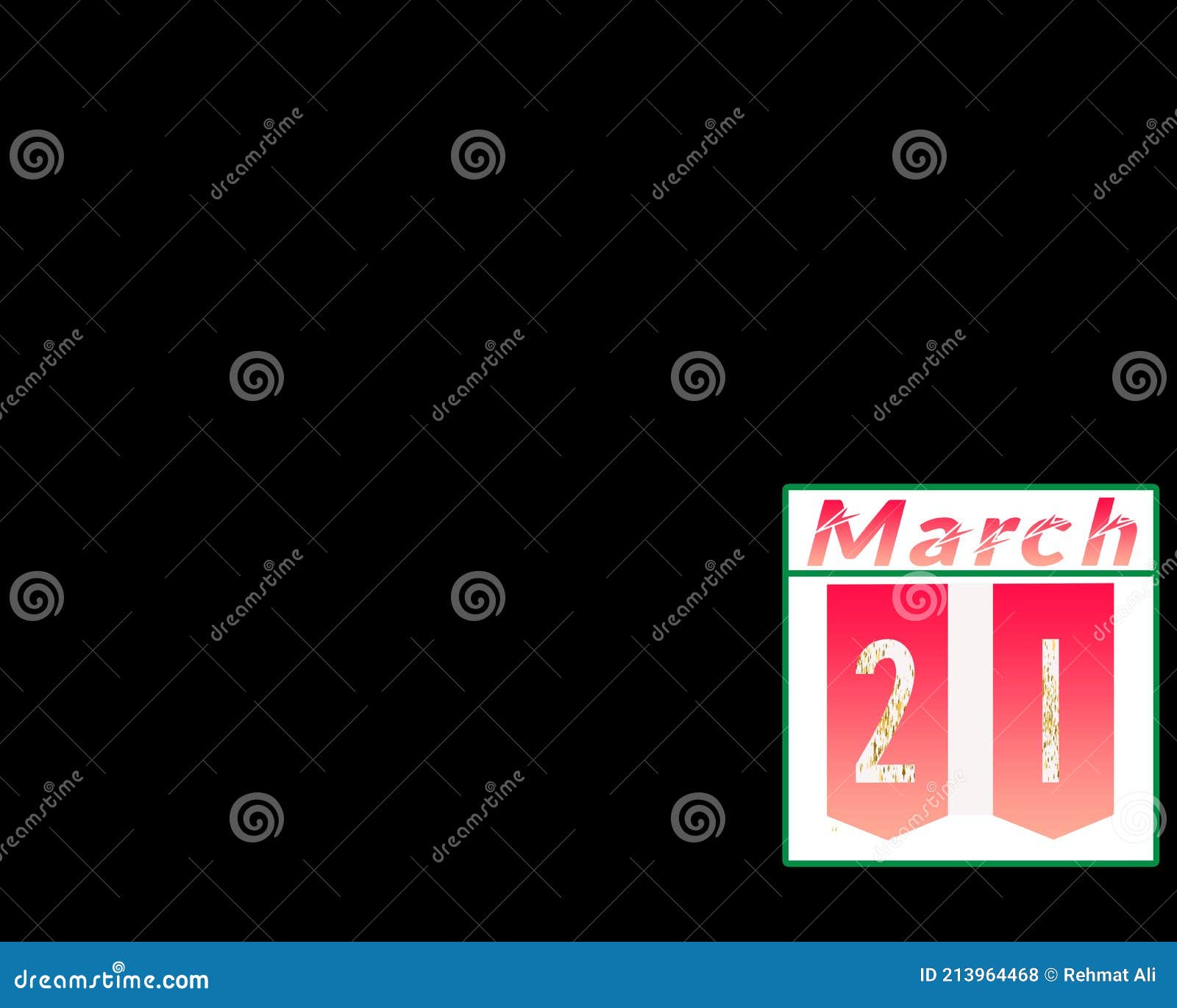 March 21, Calendar with Black Backgrand Stock Illustration ...