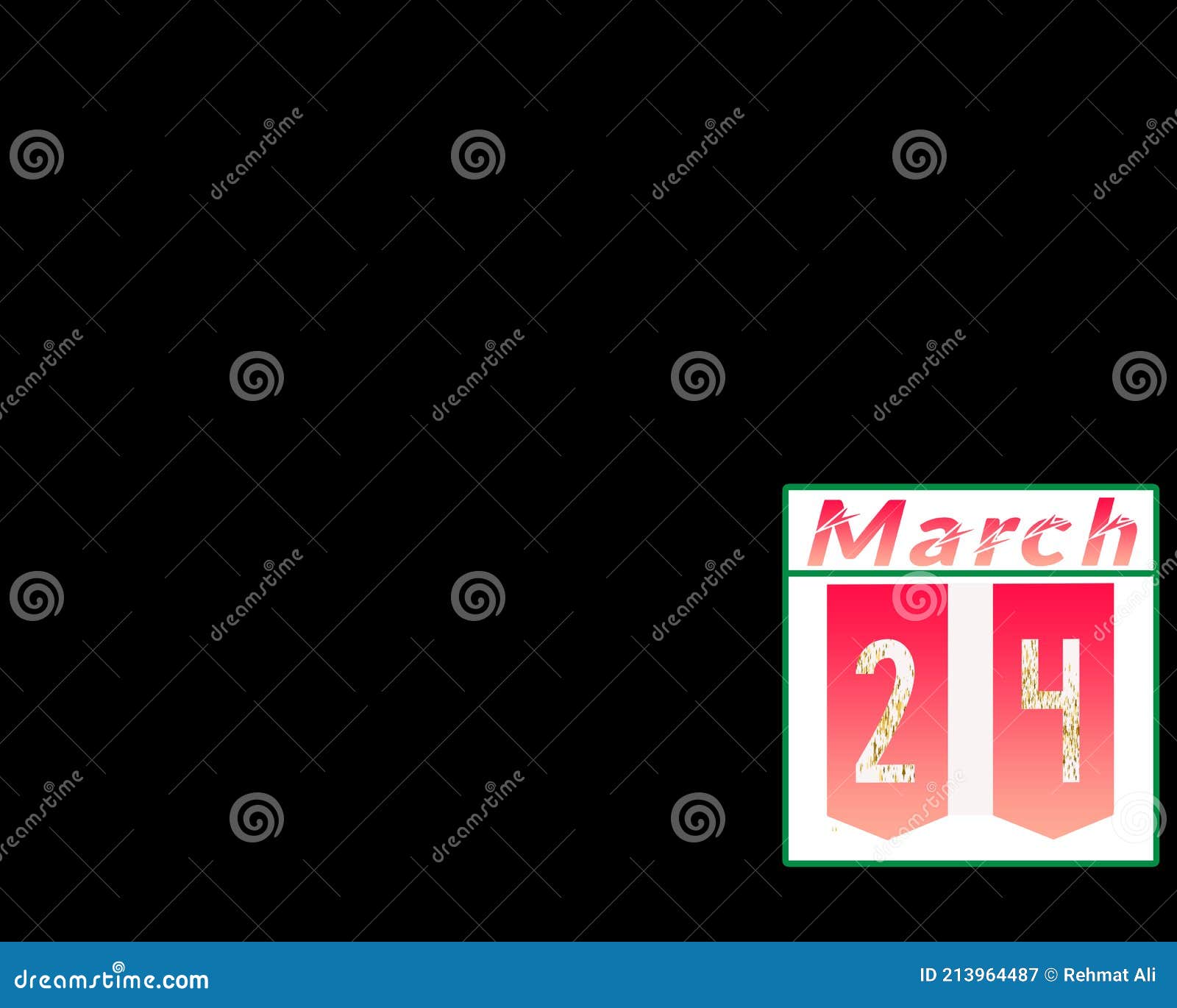March 24, Calendar with Black Backgrand Stock Illustration ...