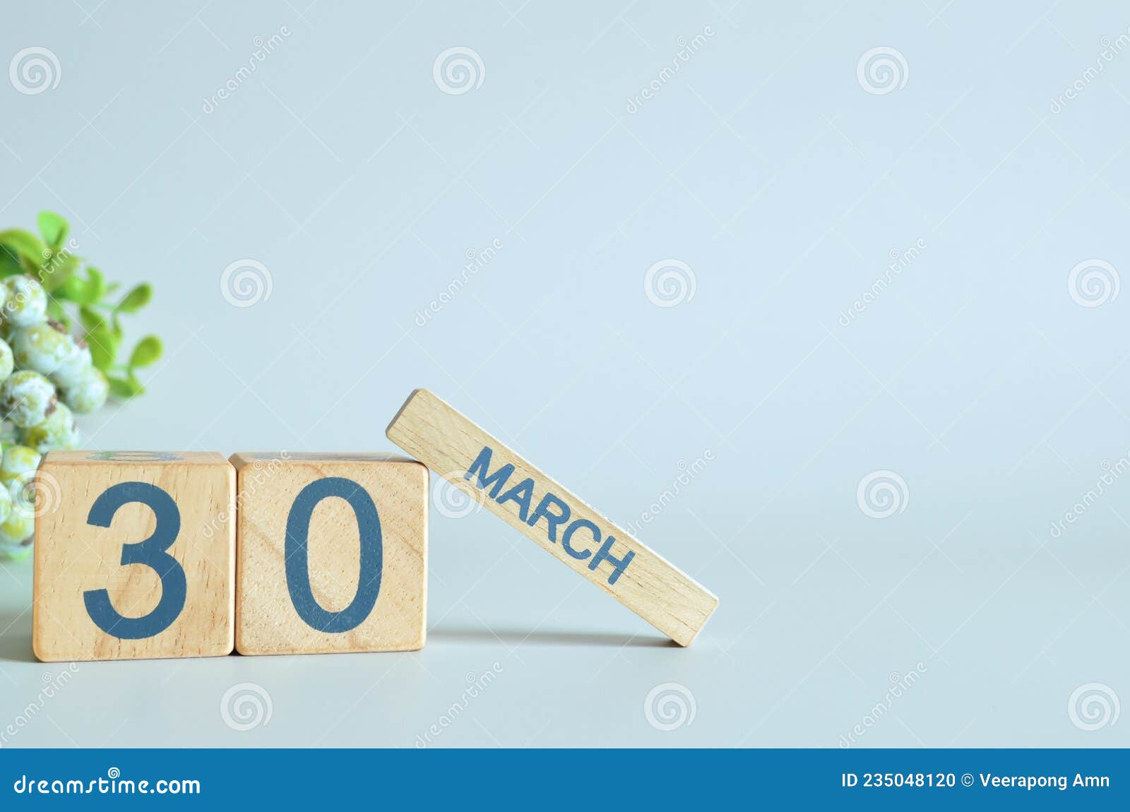 March 30, Calendar Cover Design with Number Cube with Green Fruit on ...