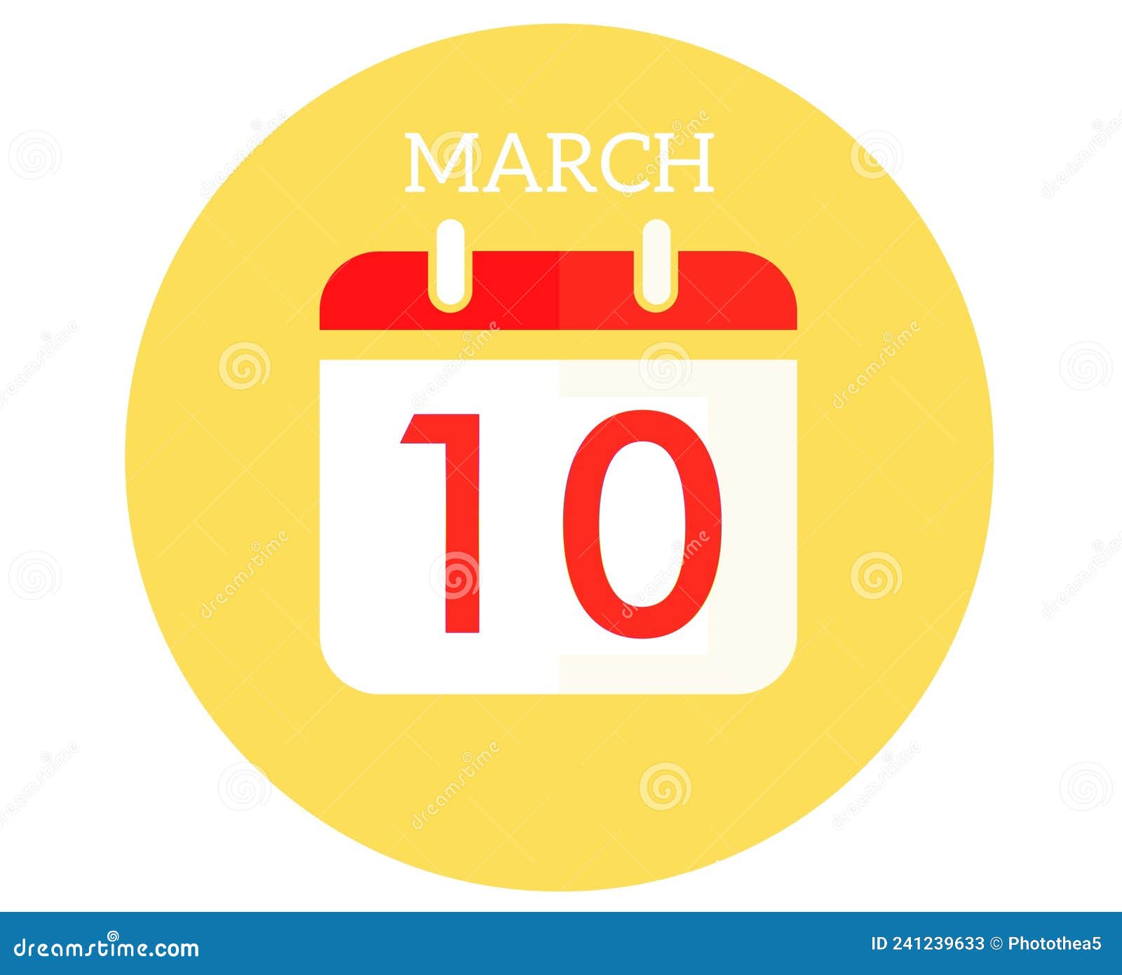 March 10 Calendar Flat Icon Stock Illustration - Illustration of number ...