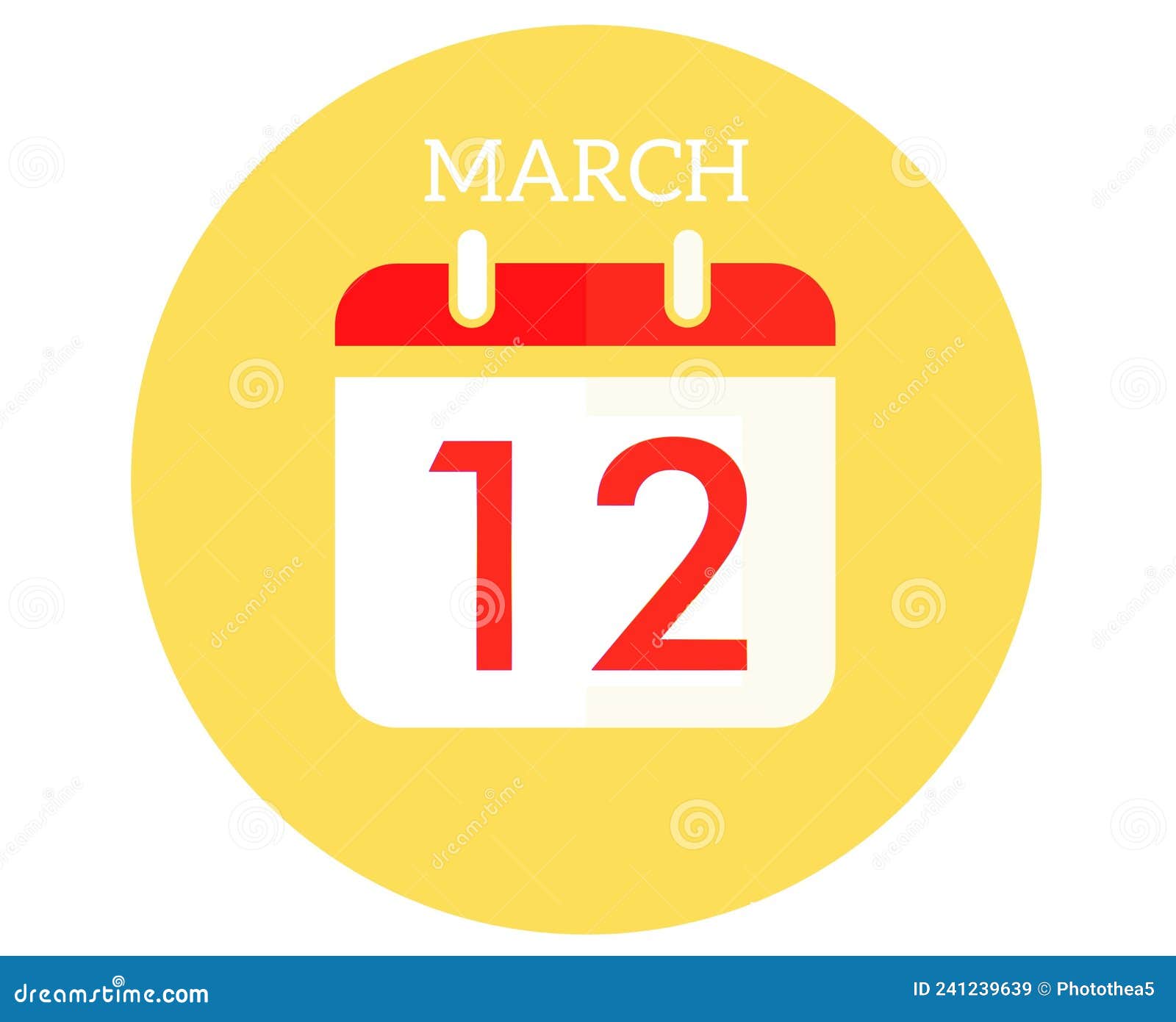 March 12 Calendar Flat Icon Stock Illustration - Illustration of ...