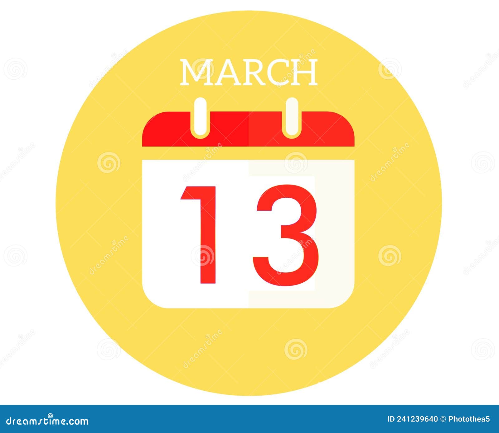 March 13 Calendar Flat Icon Stock Illustration - Illustration of ...