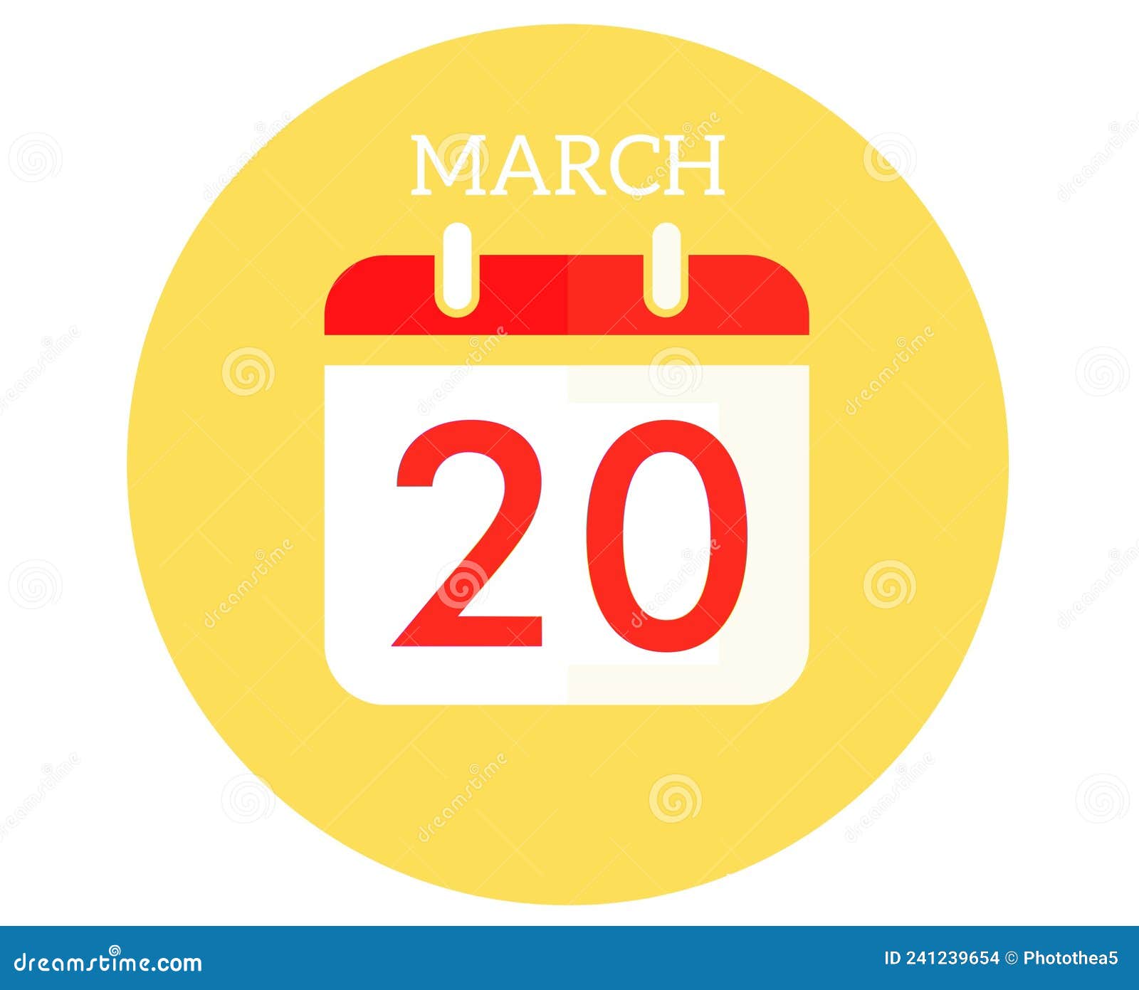 March 20 Calendar Flat Icon Stock Illustration - Illustration of year ...