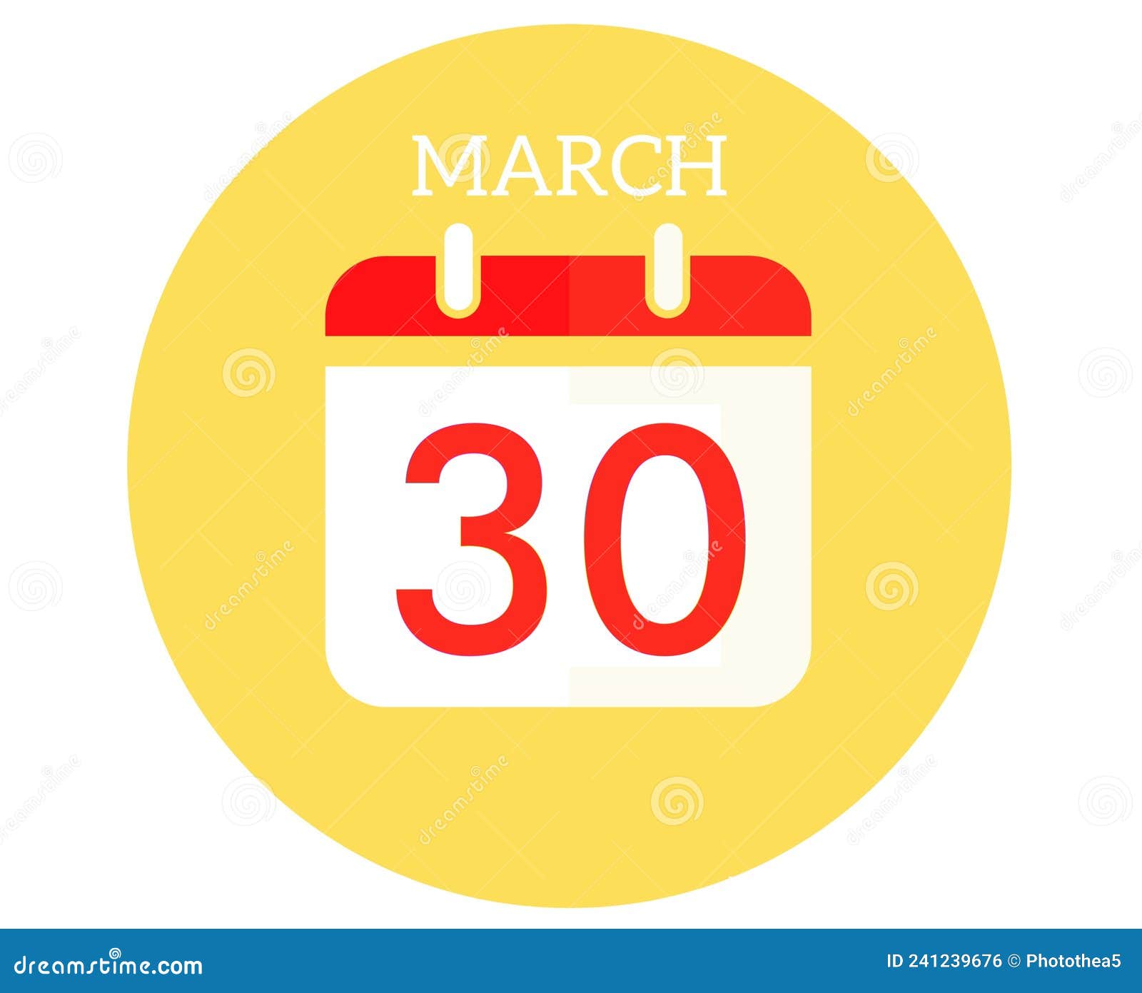 March 30 Calendar Flat Icon Stock Illustration - Illustration of binder ...