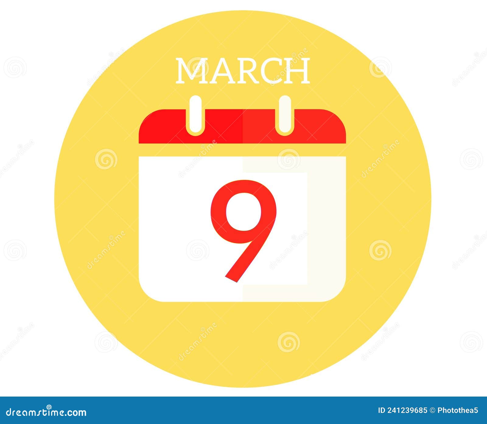 March 9 calendar flat icon stock illustration. Illustration of element ...