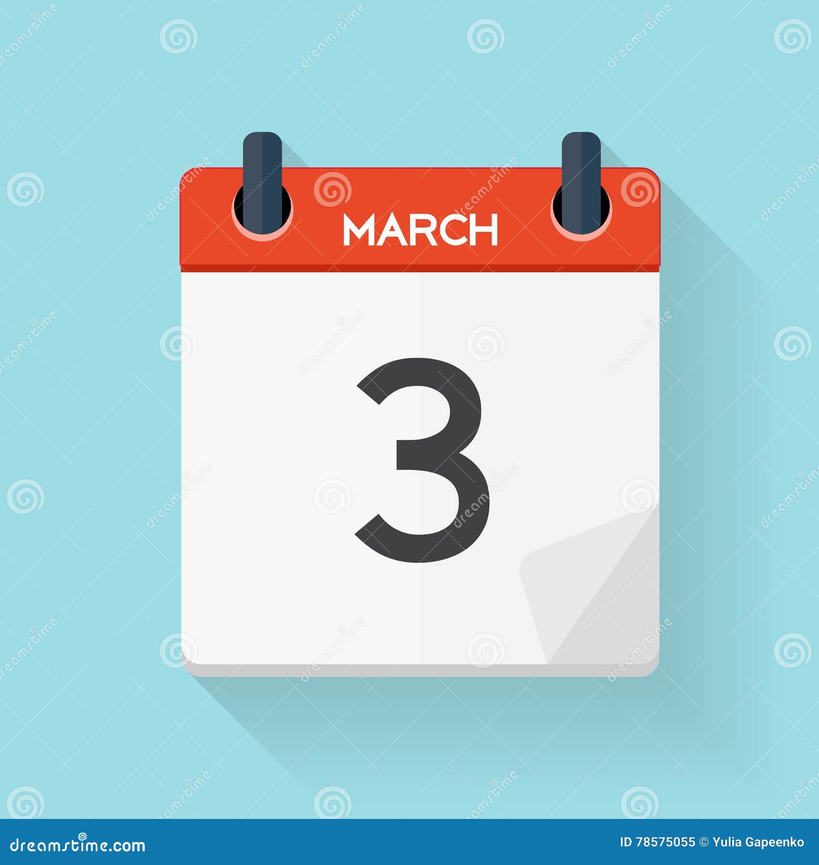 March 3 Calendar Flat daily Icon. Vector Illustration Emblem Stock ...
