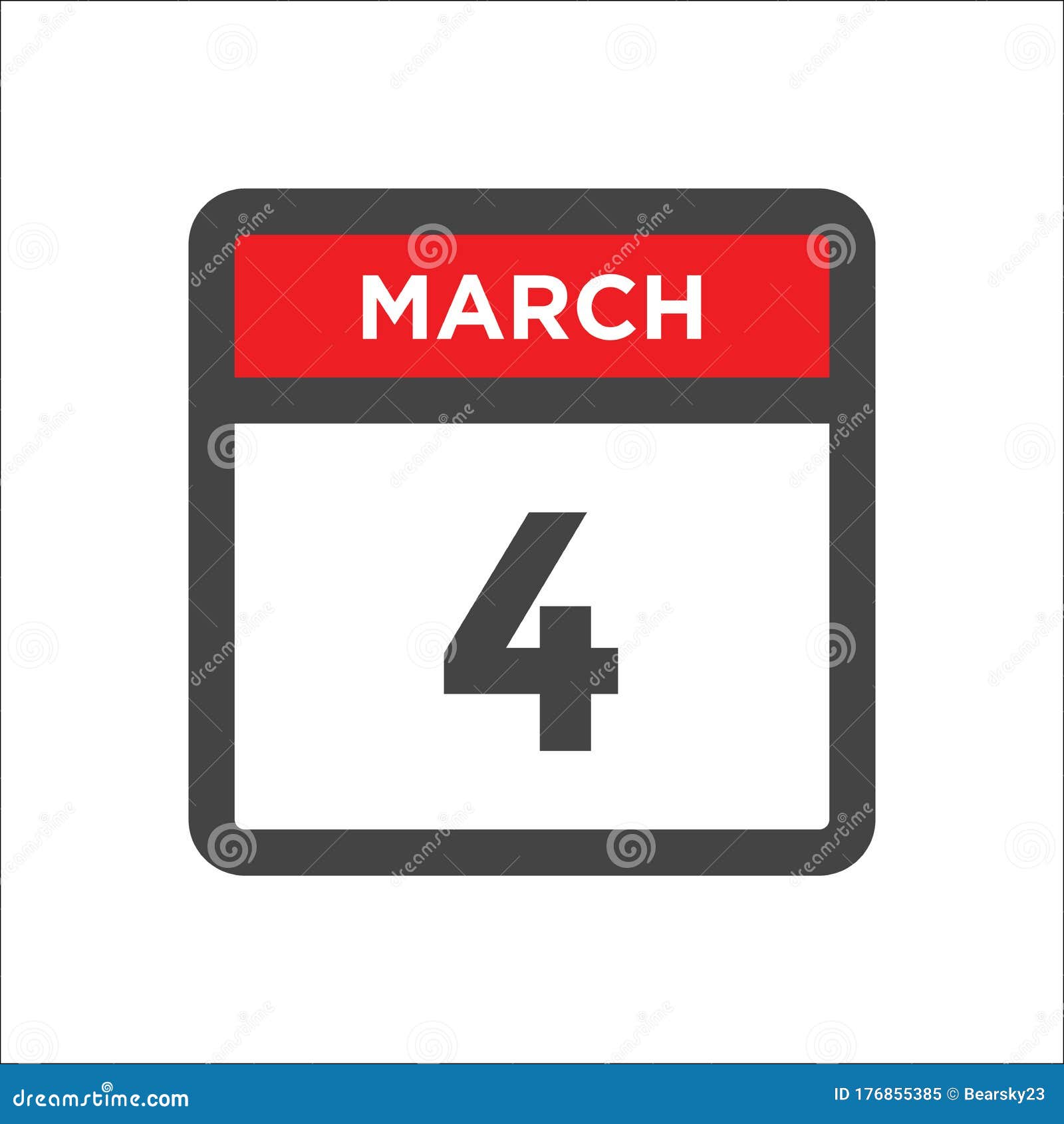 March 4 Calendar Icon with Day of Month Stock Vector - Illustration of ...
