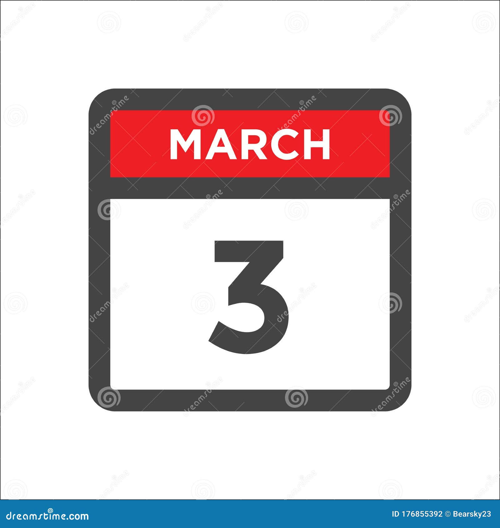 March 3 Calendar Icon with Day of Month Stock Vector - Illustration of ...