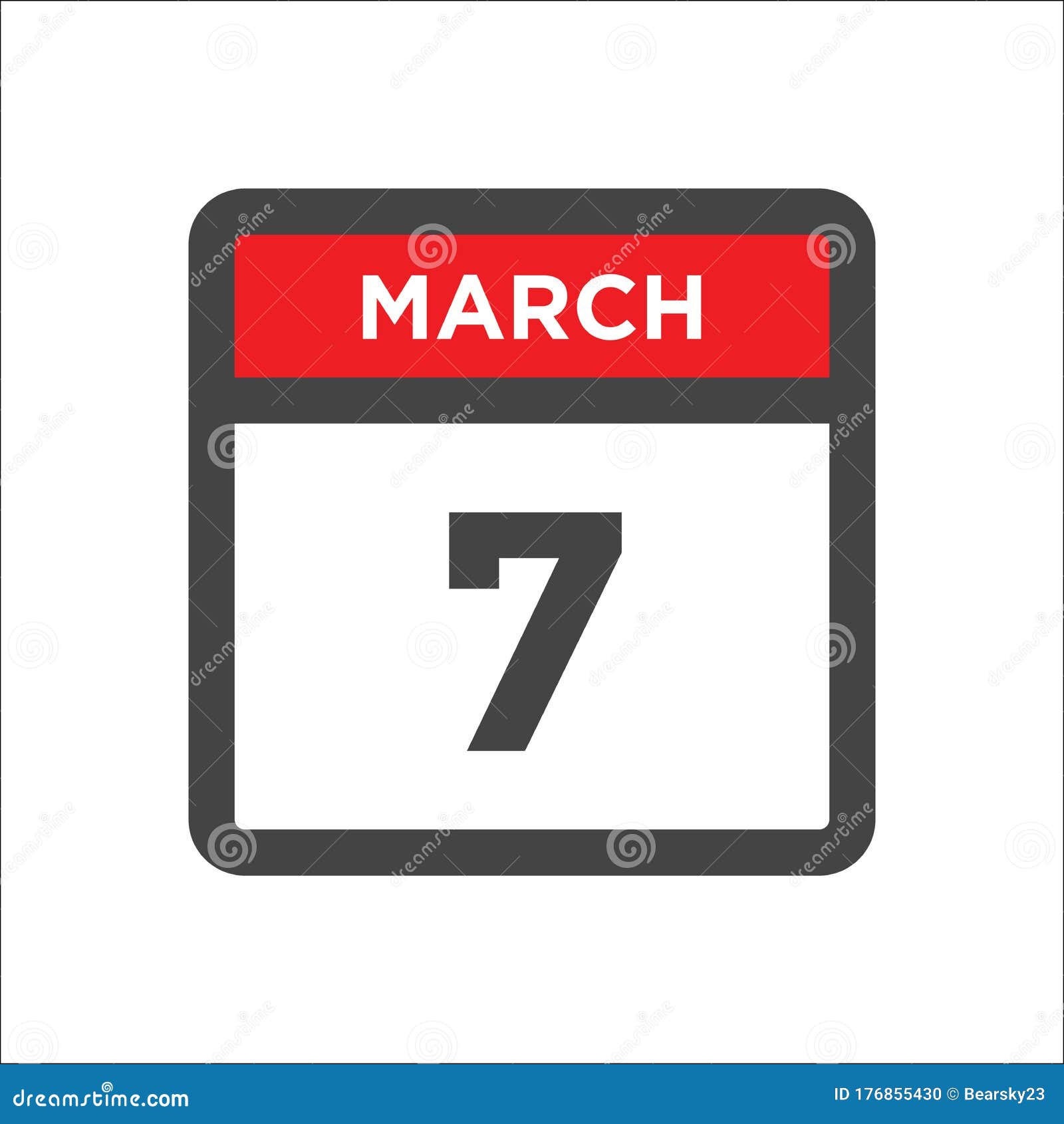 March 7 Calendar Icon with Day of Month Stock Vector - Illustration of ...