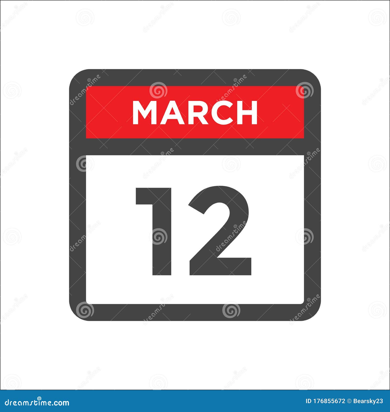March 12 Calendar Icon with Day of Month Stock Vector - Illustration of ...