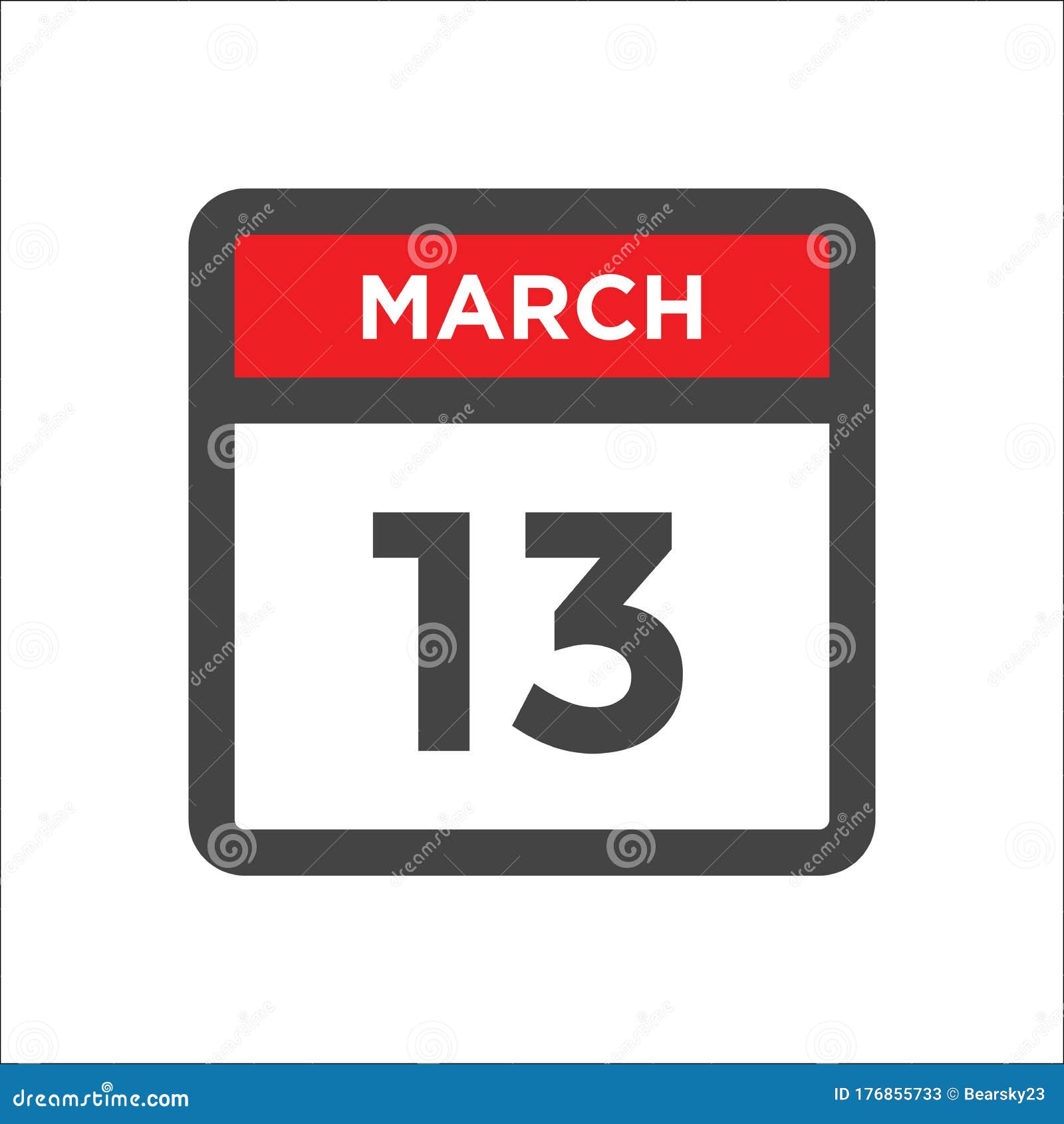 March 13 Calendar Icon with Day of Month Stock Vector - Illustration of ...
