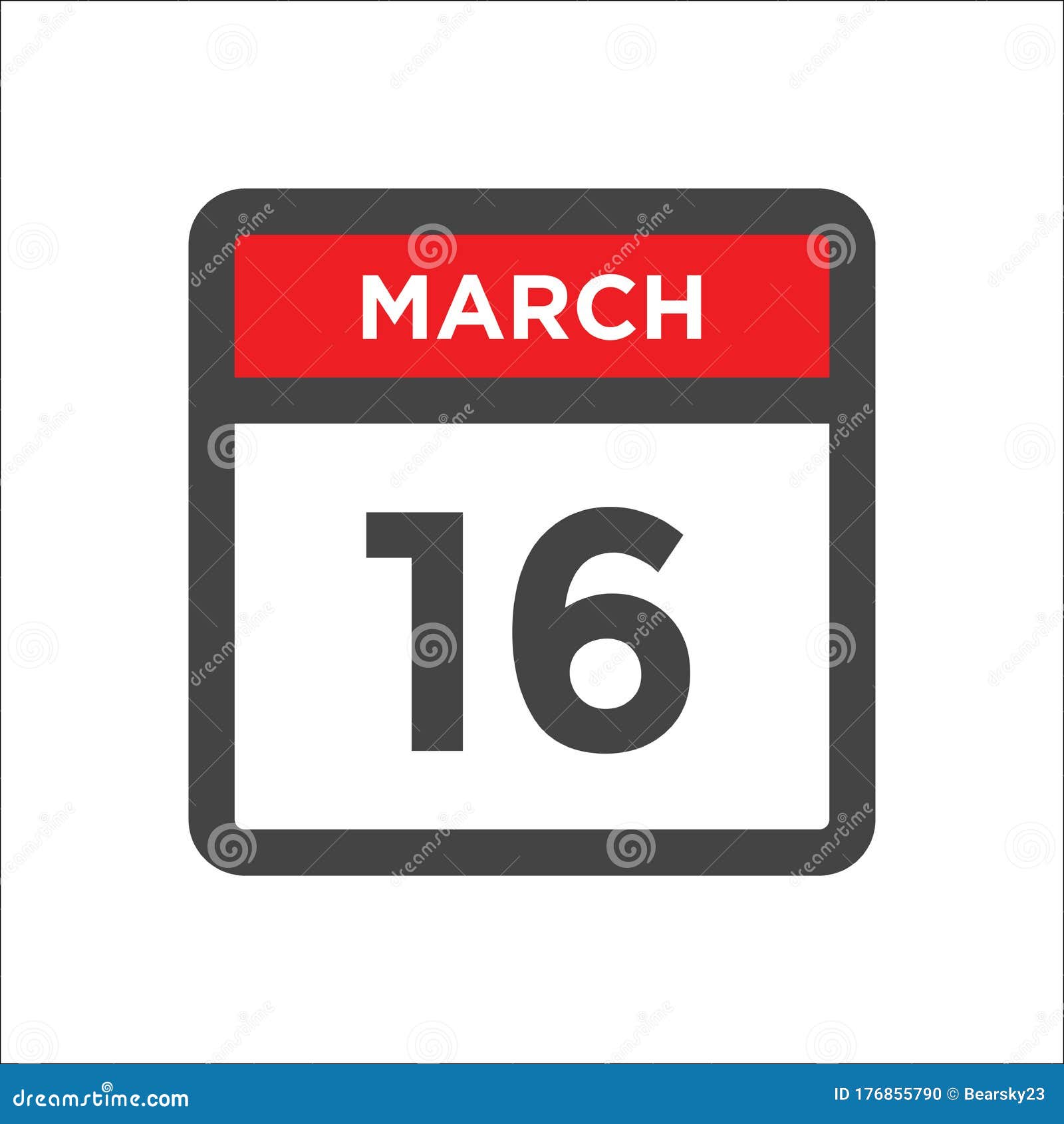 March 16 Calendar Icon with Day of Month Stock Vector - Illustration of ...