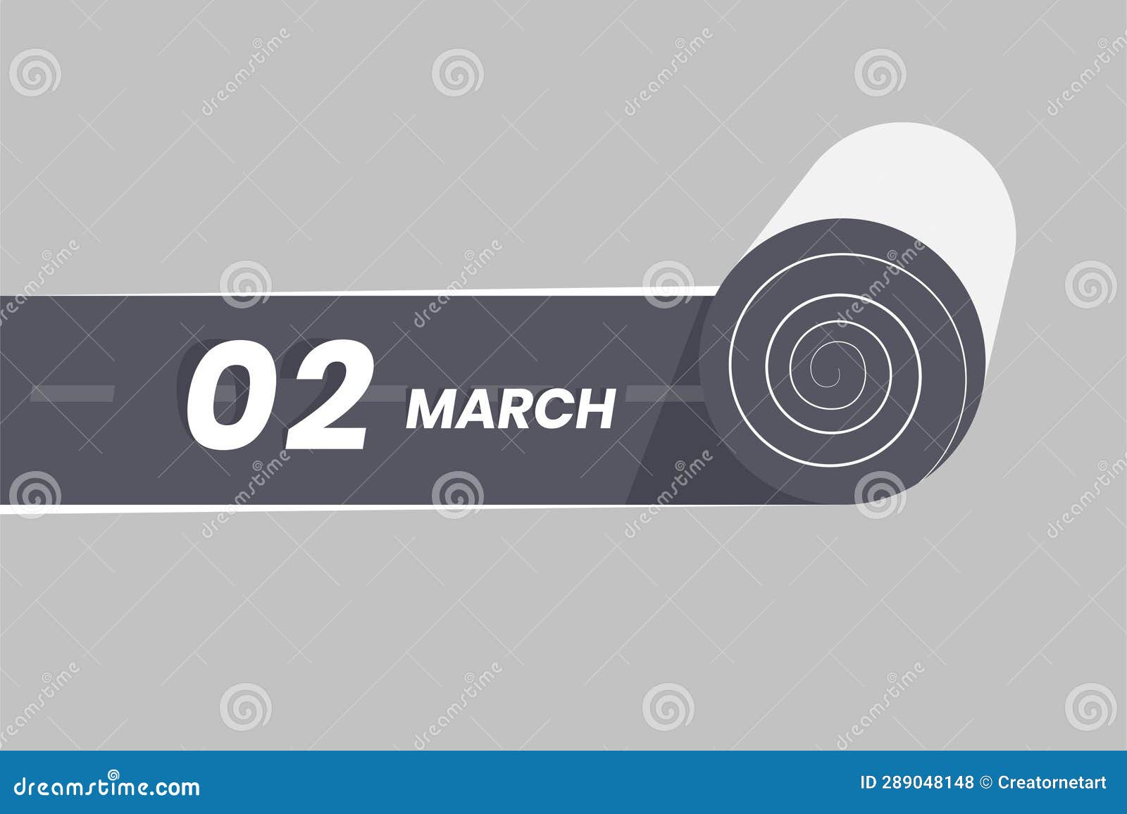 March 2 Calendar Icon Rolling Inside the Road. 2 March Date Month Icon ...