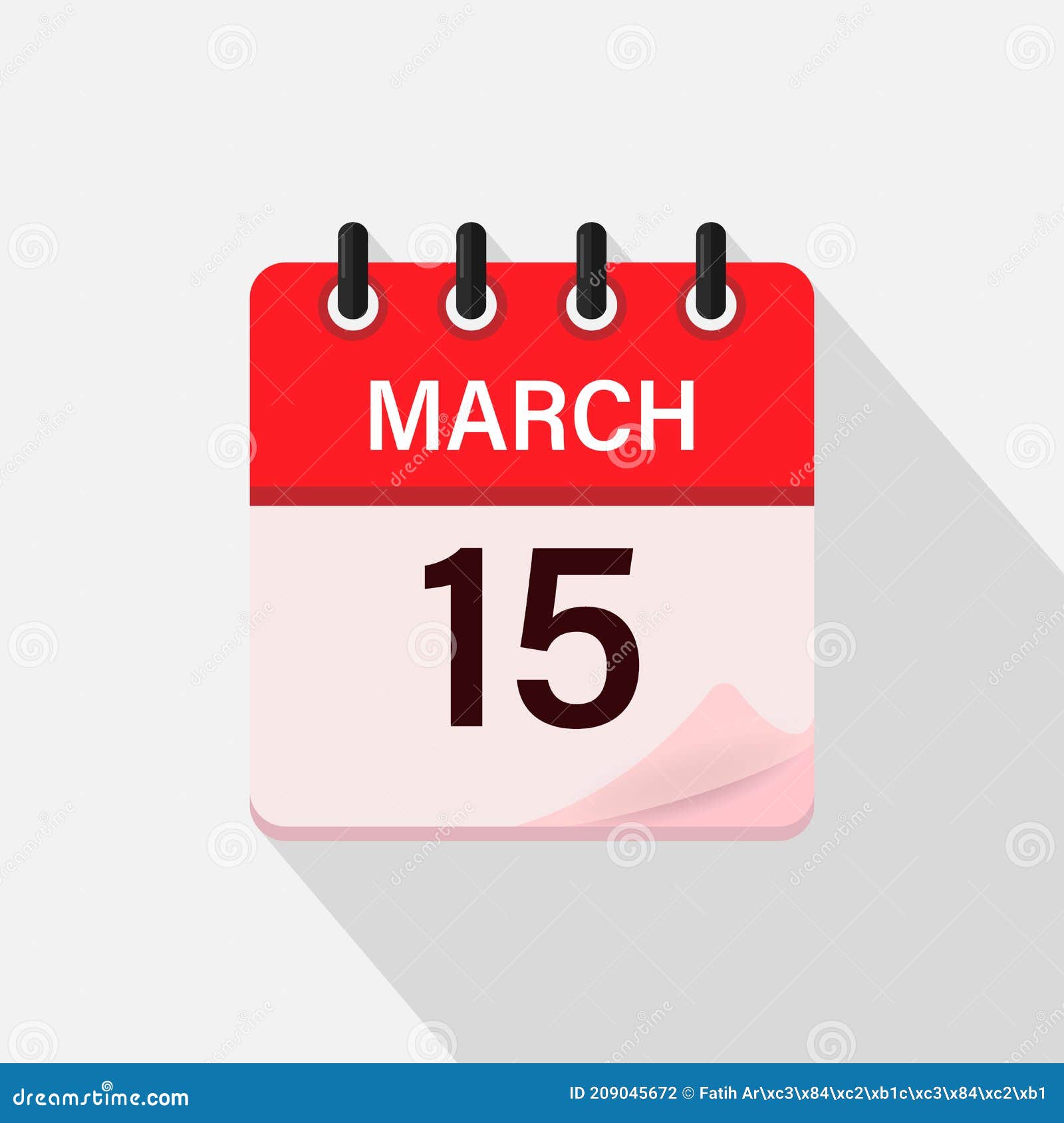 March 15, Calendar Icon with Shadow. Day, Month. Flat Vector ...