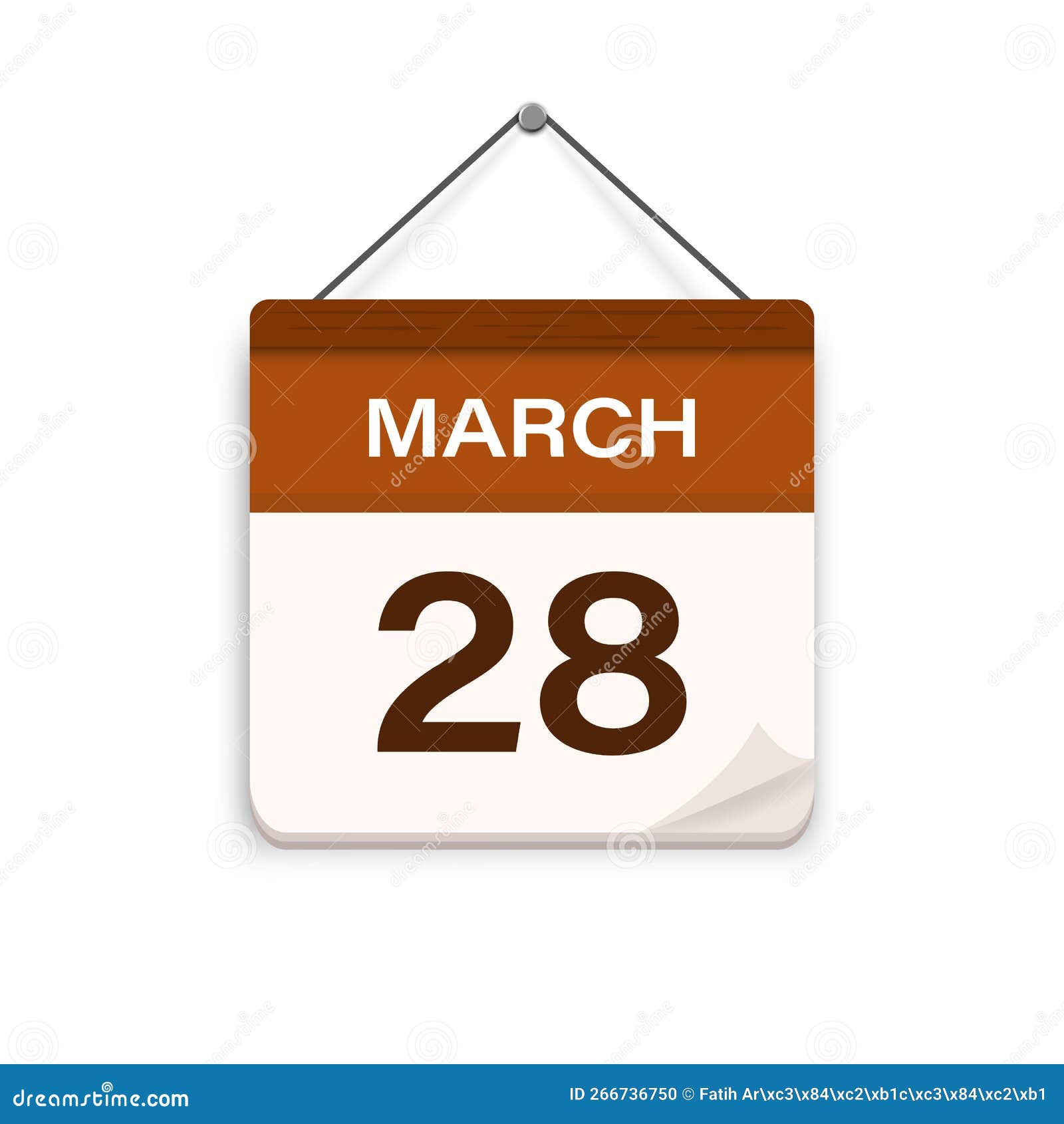 March 28, Calendar Icon with Shadow. Day, Month. Flat Vector ...