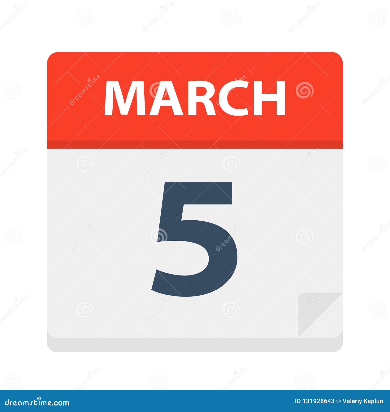 March 5 - Calendar Icon stock illustration. Illustration of paper ...