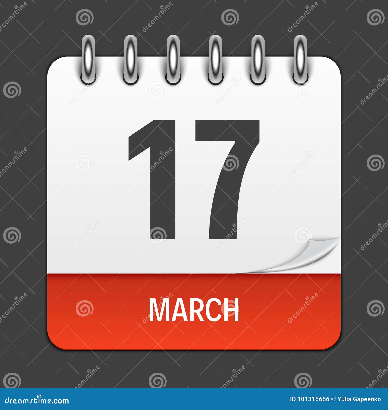 March 17 Calendar daily Icon. Vector Illustration Emblem Stock Vector ...