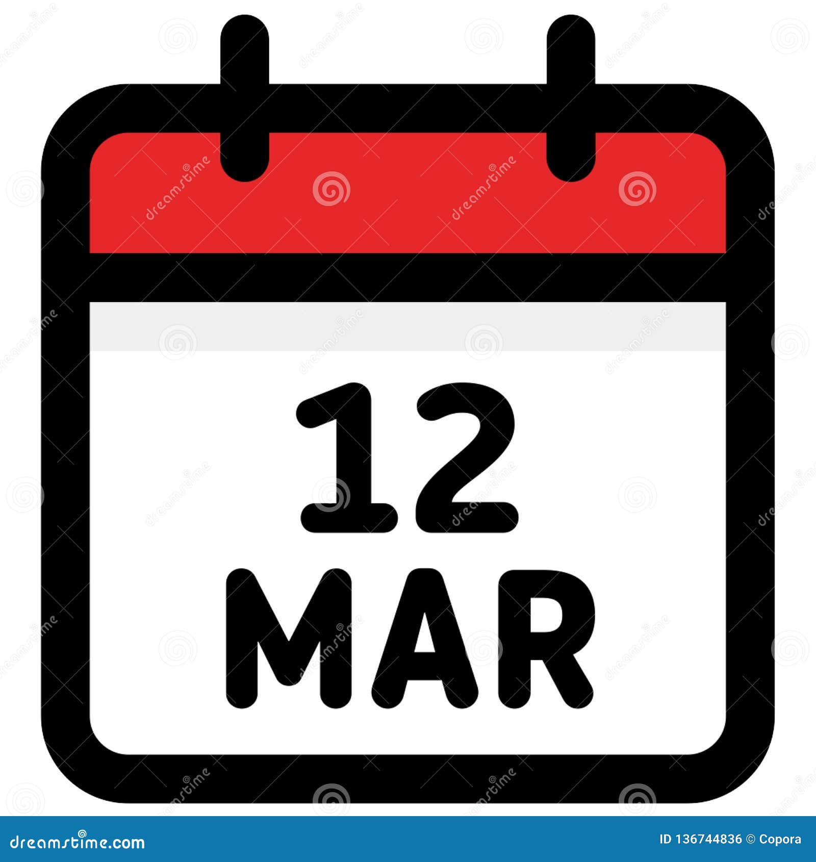 12. March - Calendar Icon - Vector Illustration Stock Vector ...