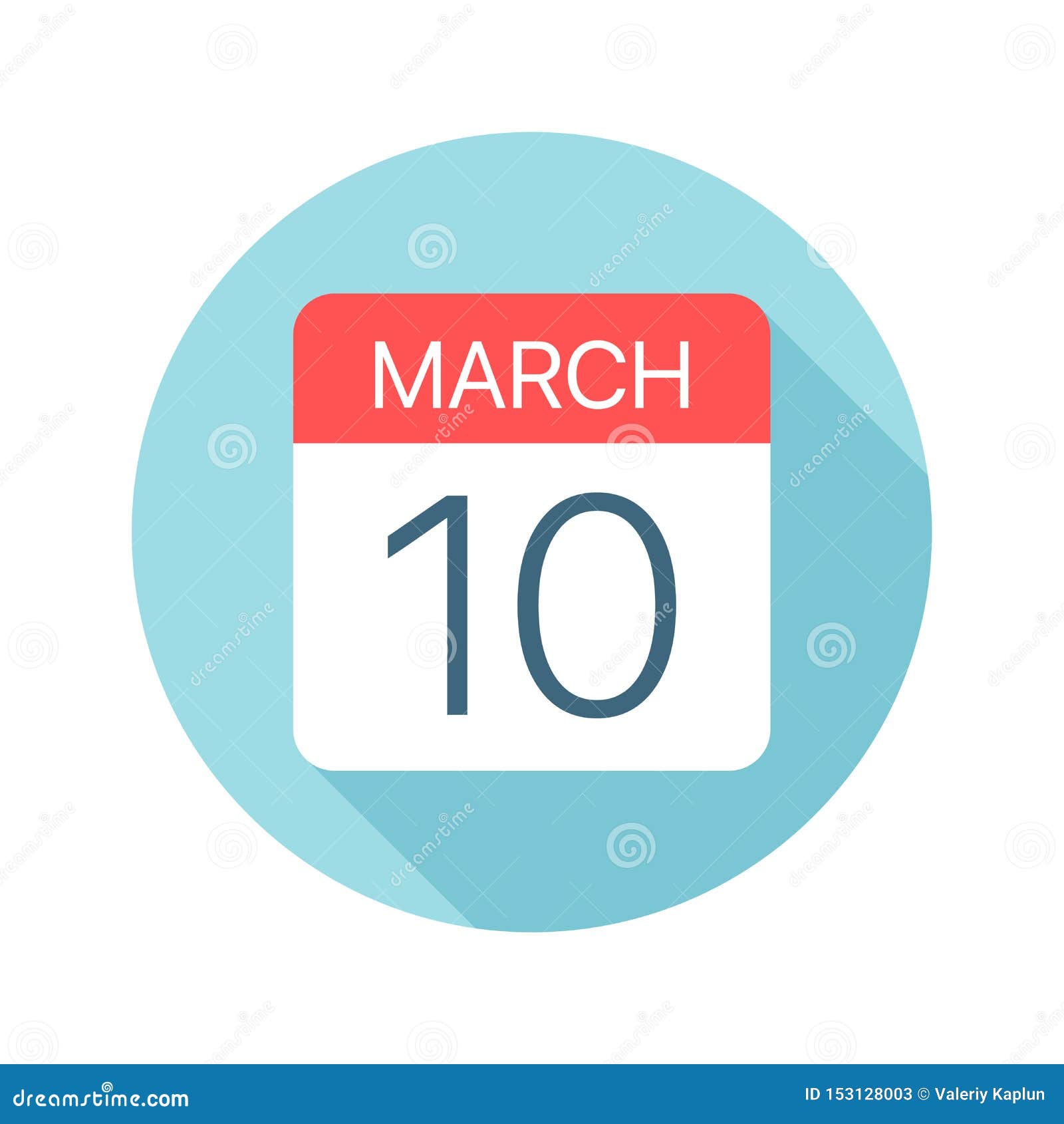 March 10 - Calendar Icon. Vector Illustration of One Day of Month Stock ...